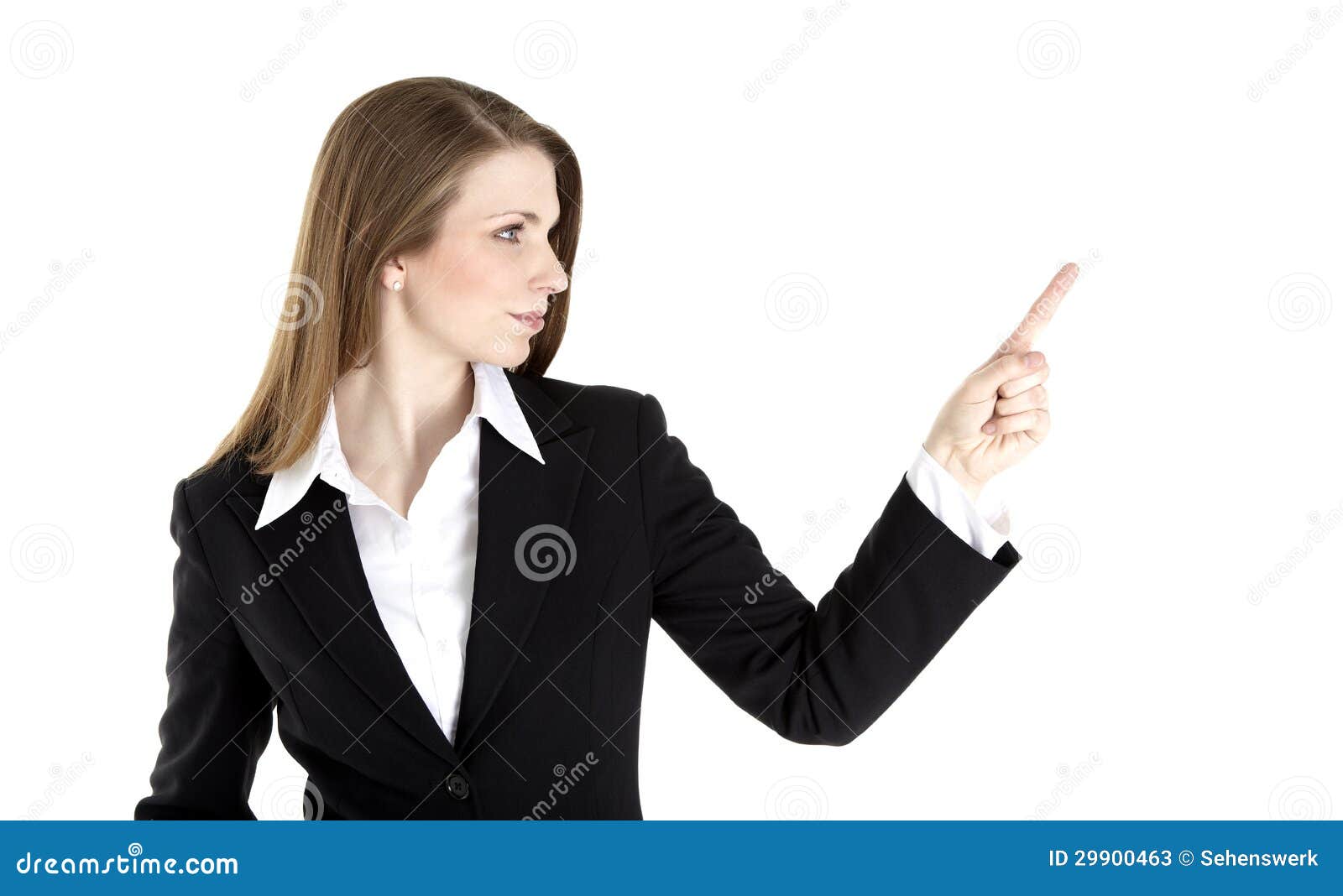 Business woman points stock image. Image of beauty, cheerful - 29900463