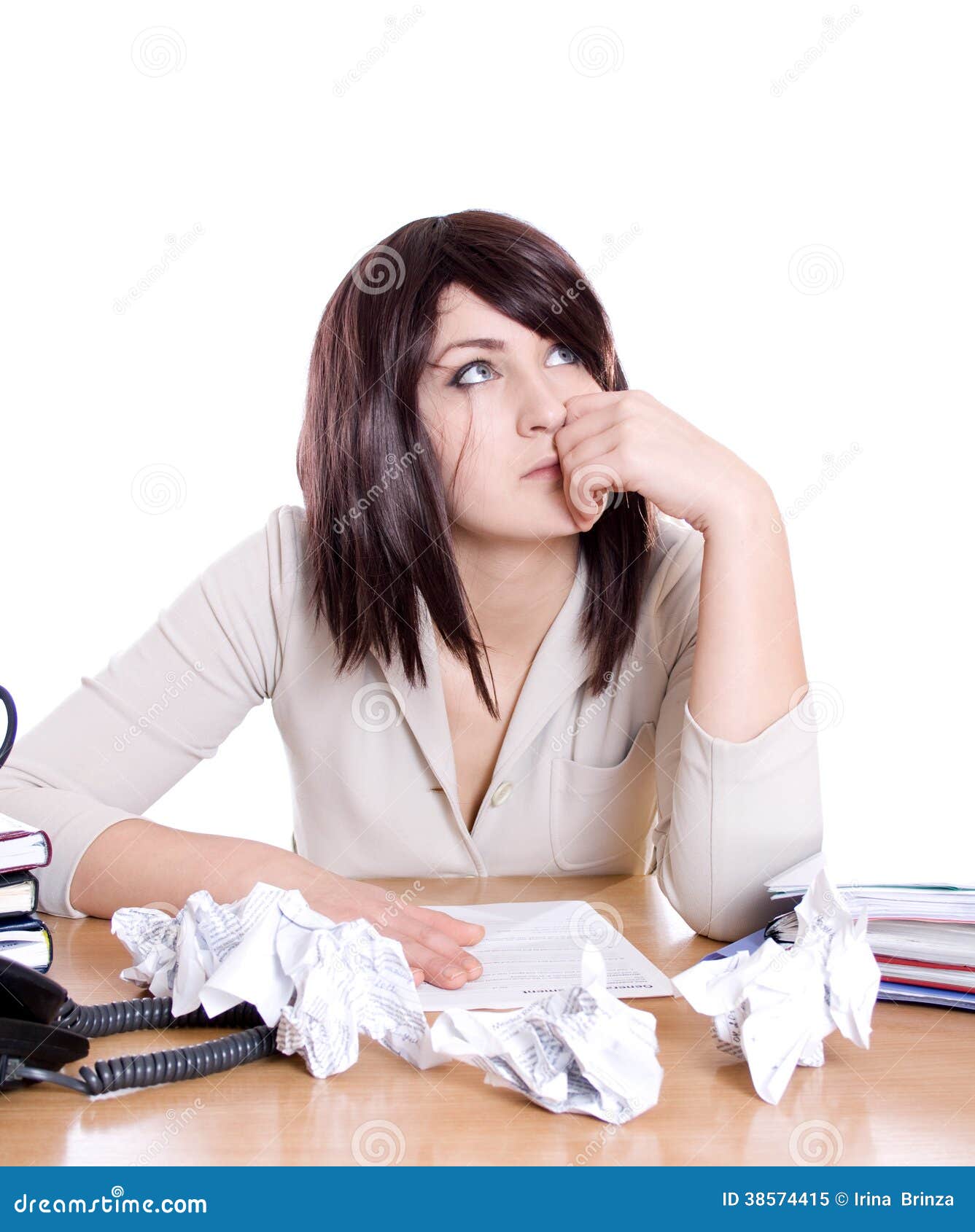 Business Woman Pondered Agreement Stock Image - Image of computer ...
