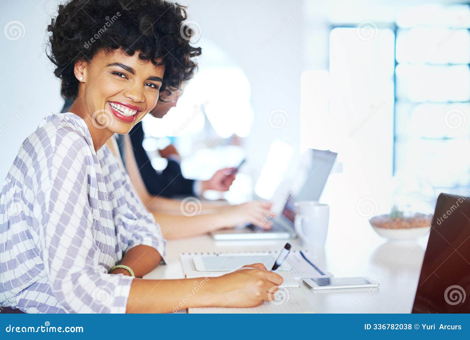 Business, Woman and Portrait with Writing in Office for Planning ...