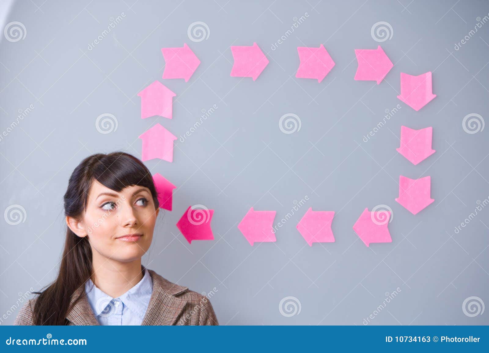 Business Woman Post it stock image. Image of hand, arrows - 10734163