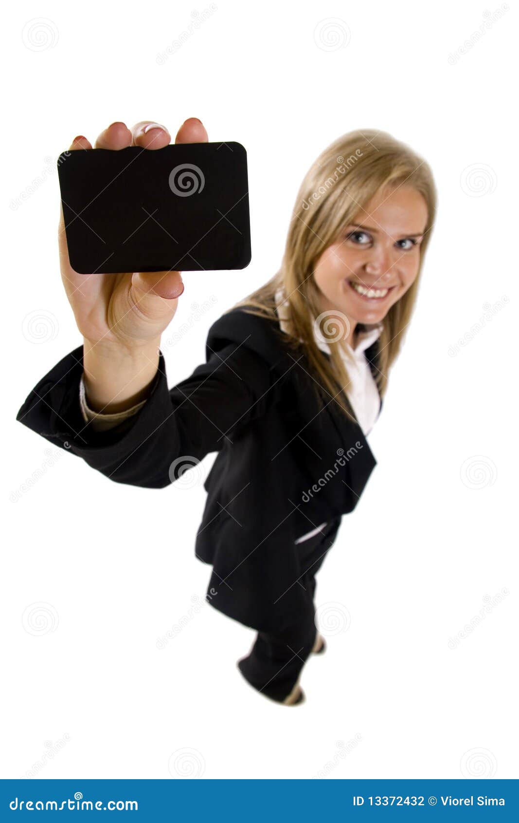 Business Woman Presenting a Card Stock Photo - Image of alone, model ...