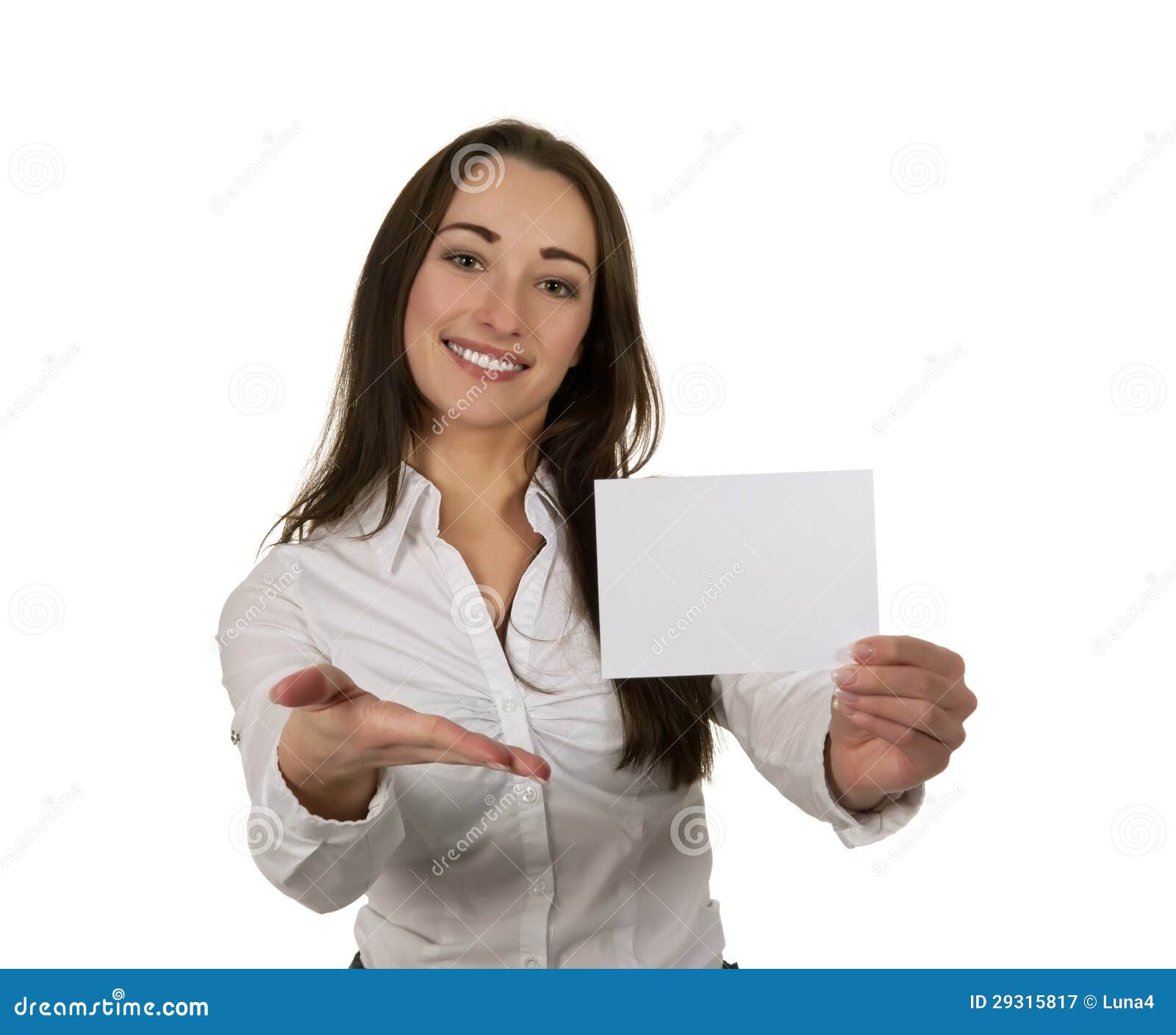 Business Woman Presenting Her Visiting Card Stock Image - Image of ...