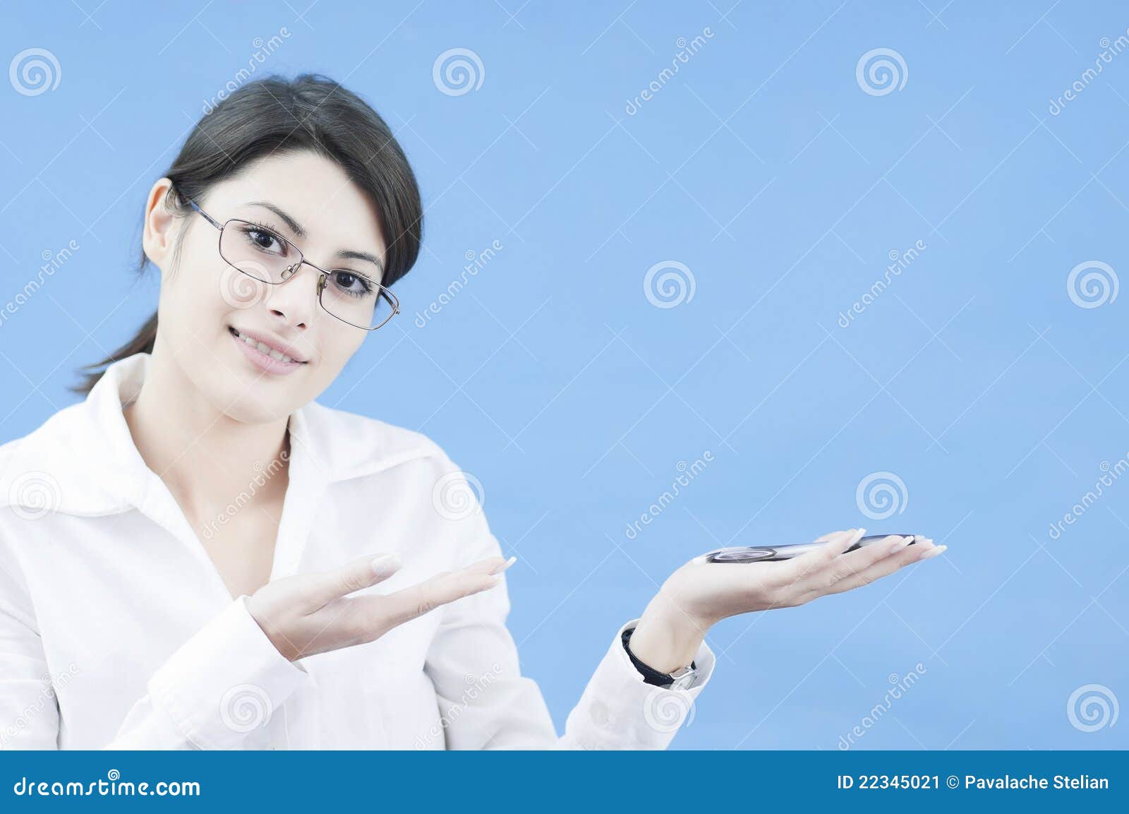 Business Woman Presenting an Object Stock Image - Image of isolation ...