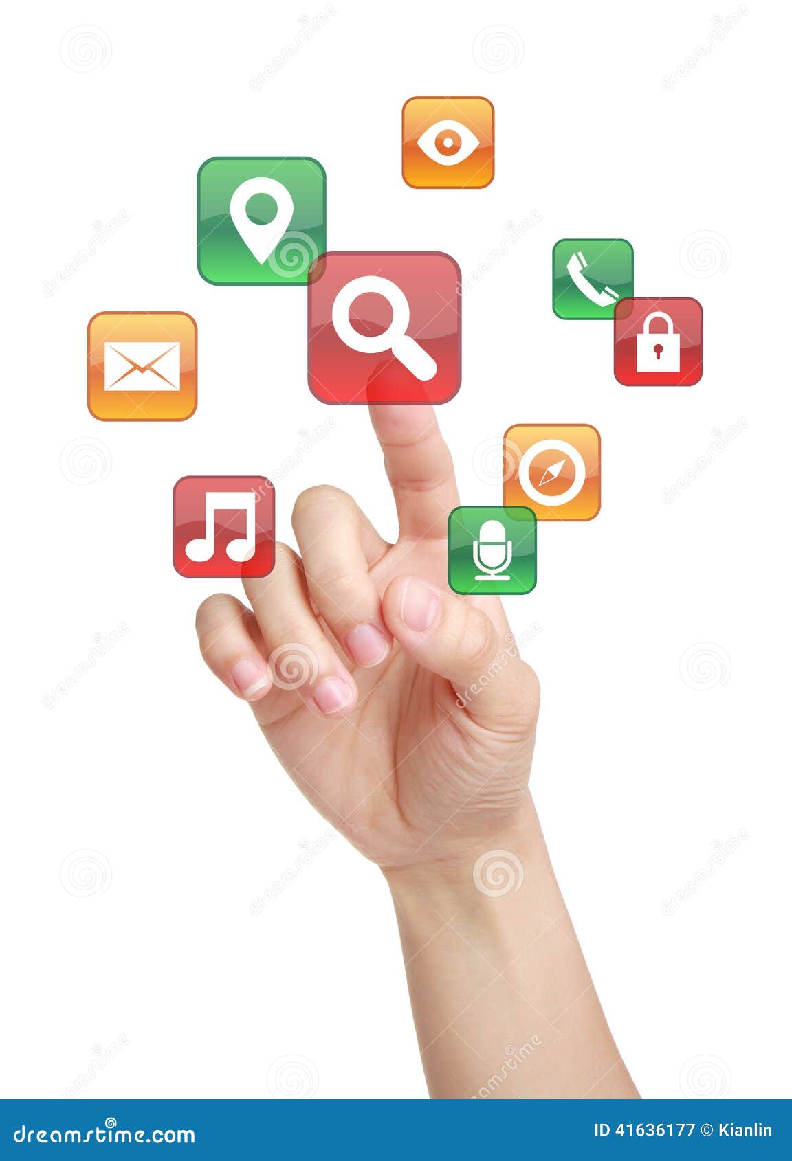 Business Woman Pressing Application Button Stock Image - Image of ...