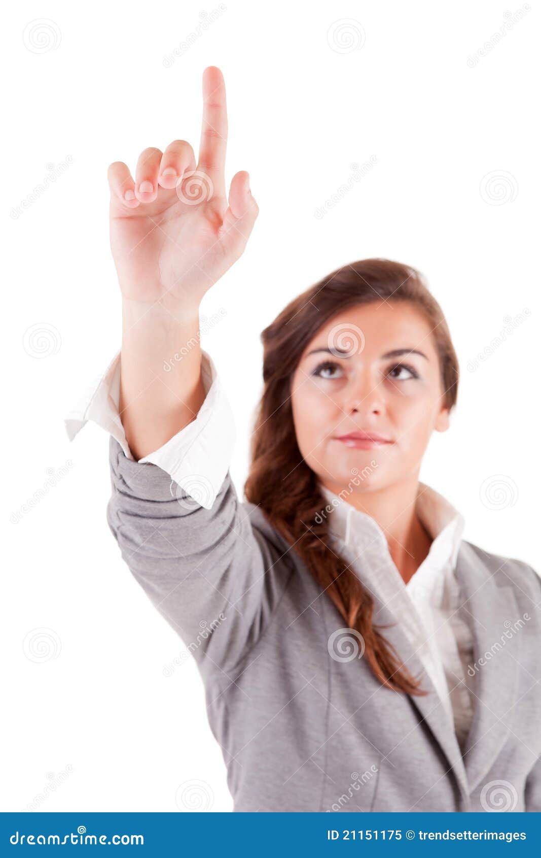 Business Woman Pressing Key Stock Image - Image of digital, enter: 21151175