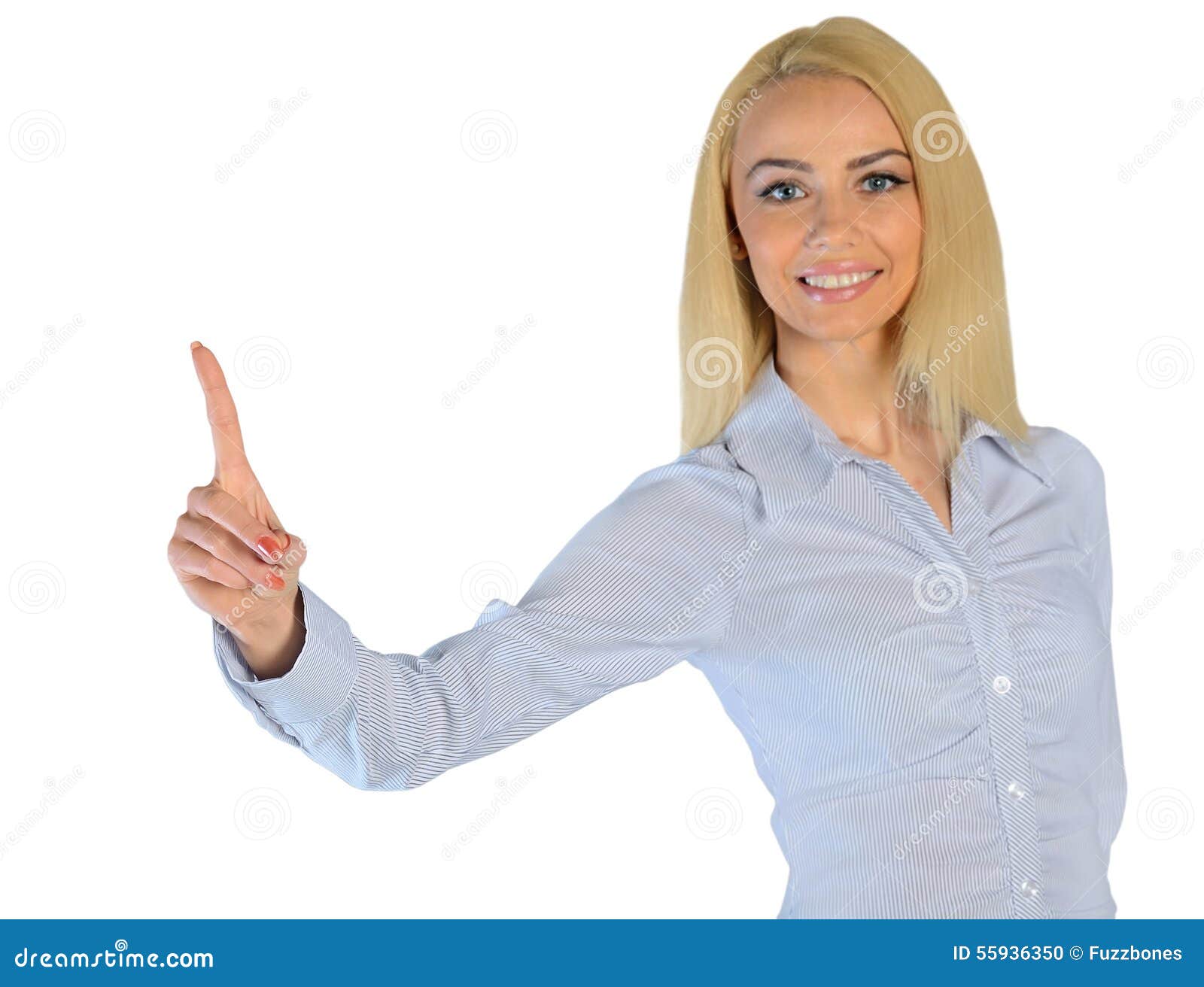 Business Woman Pressing Something Stock Photo - Image of happy, hand ...