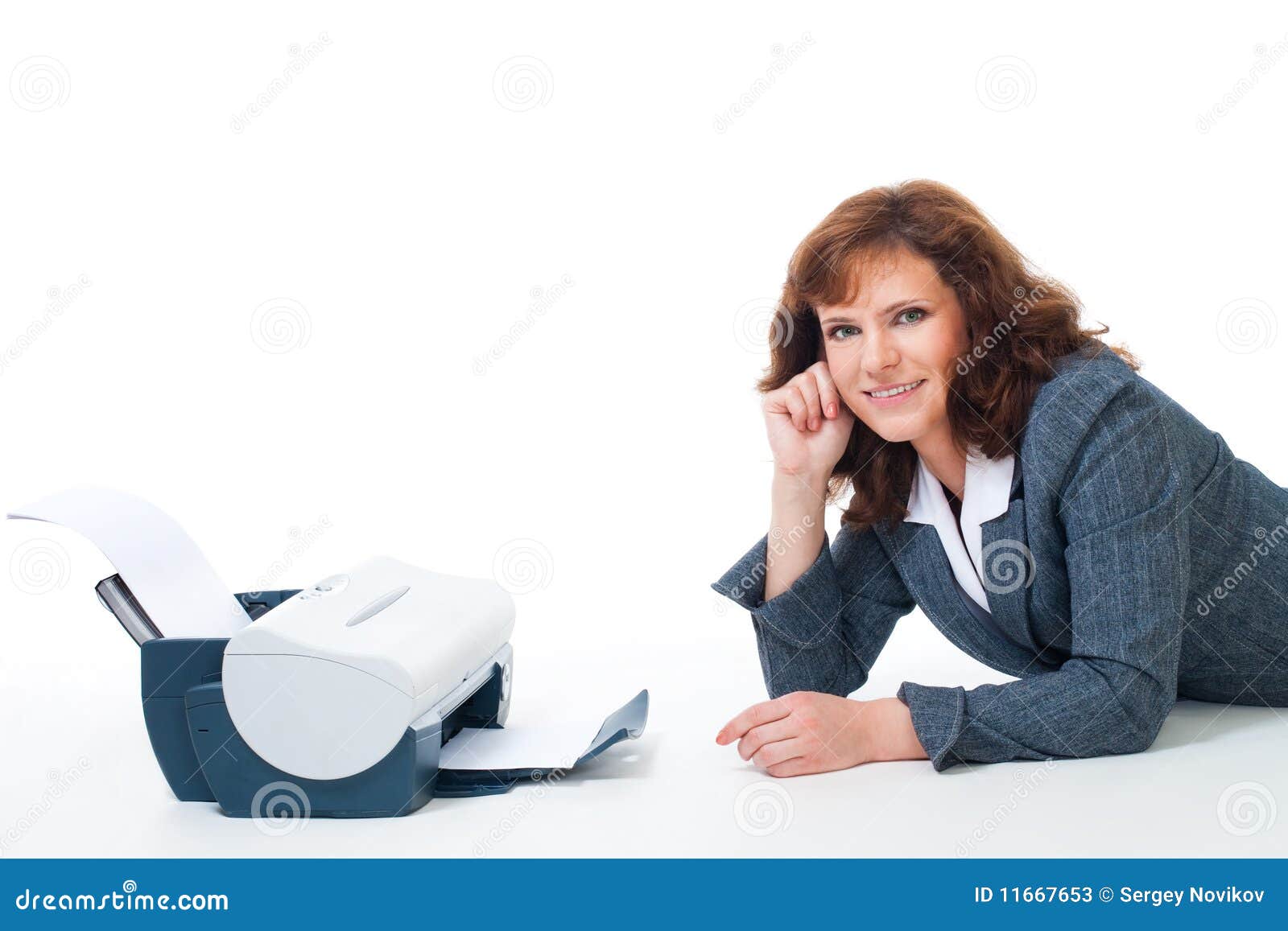 Business Woman with Printer Stock Image - Image of person, look: 11667653