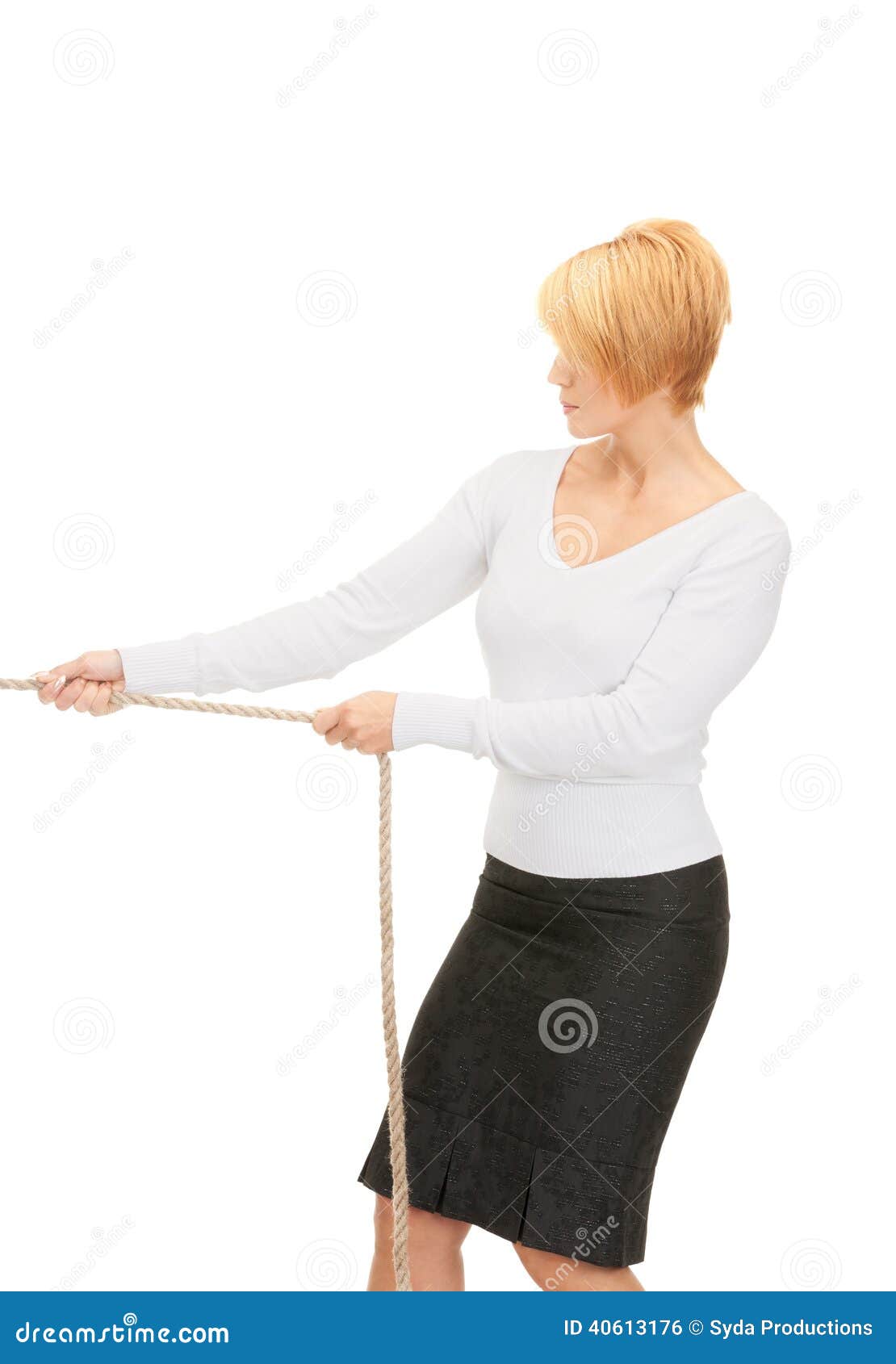 Business Woman Pulling Rope Stock Photo - Image of adult, control: 40613176