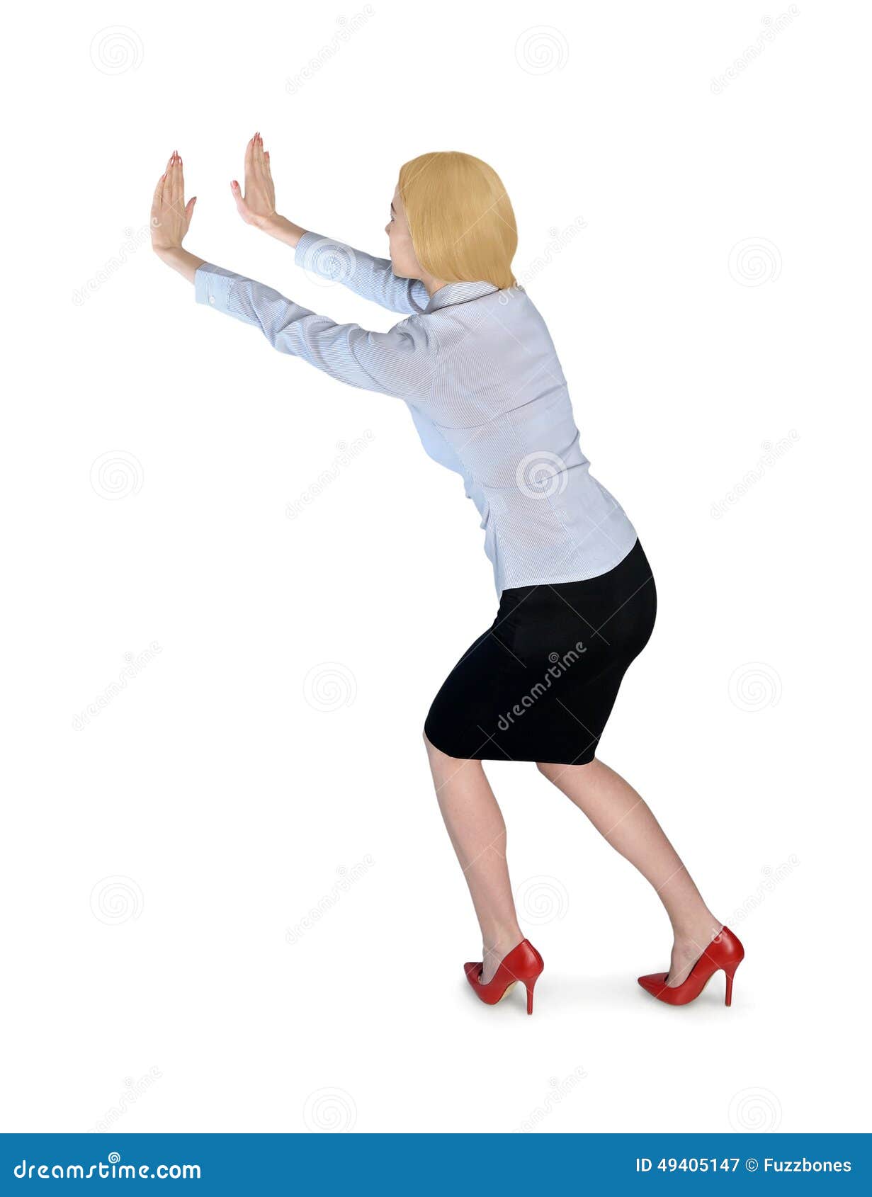 Business Woman Pushing Something Stock Image - Image of executive ...