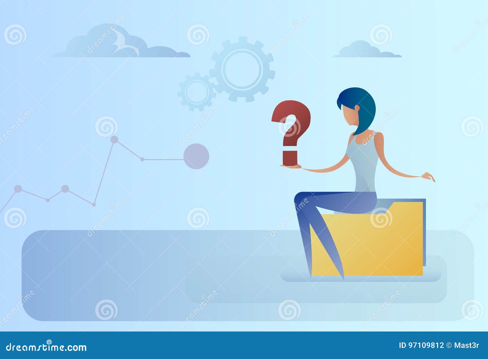 Business Woman with Question Mark Pondering Problem Concept Stock ...