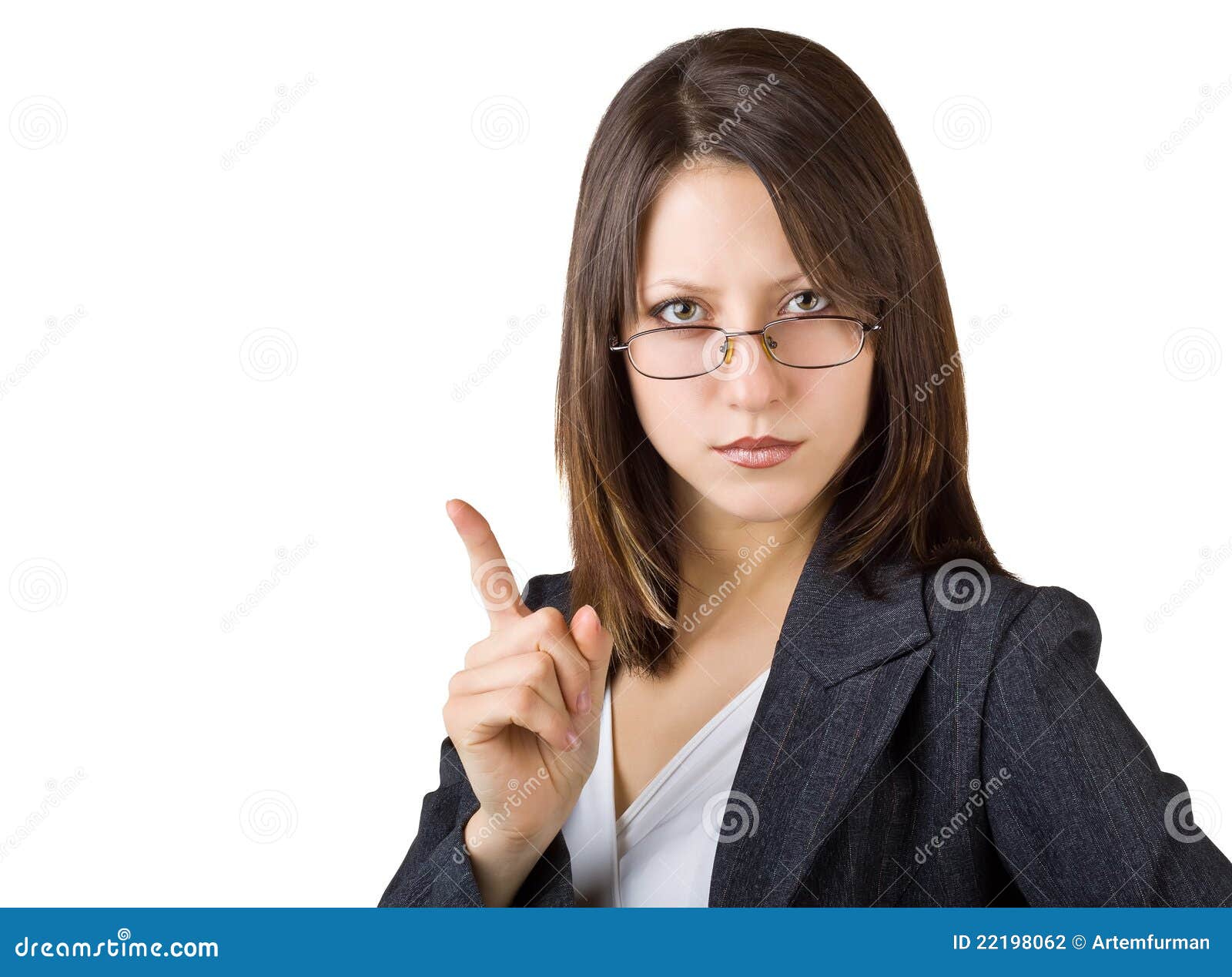 Business Woman with a Raised Index Finger Stock Photo - Image of ...