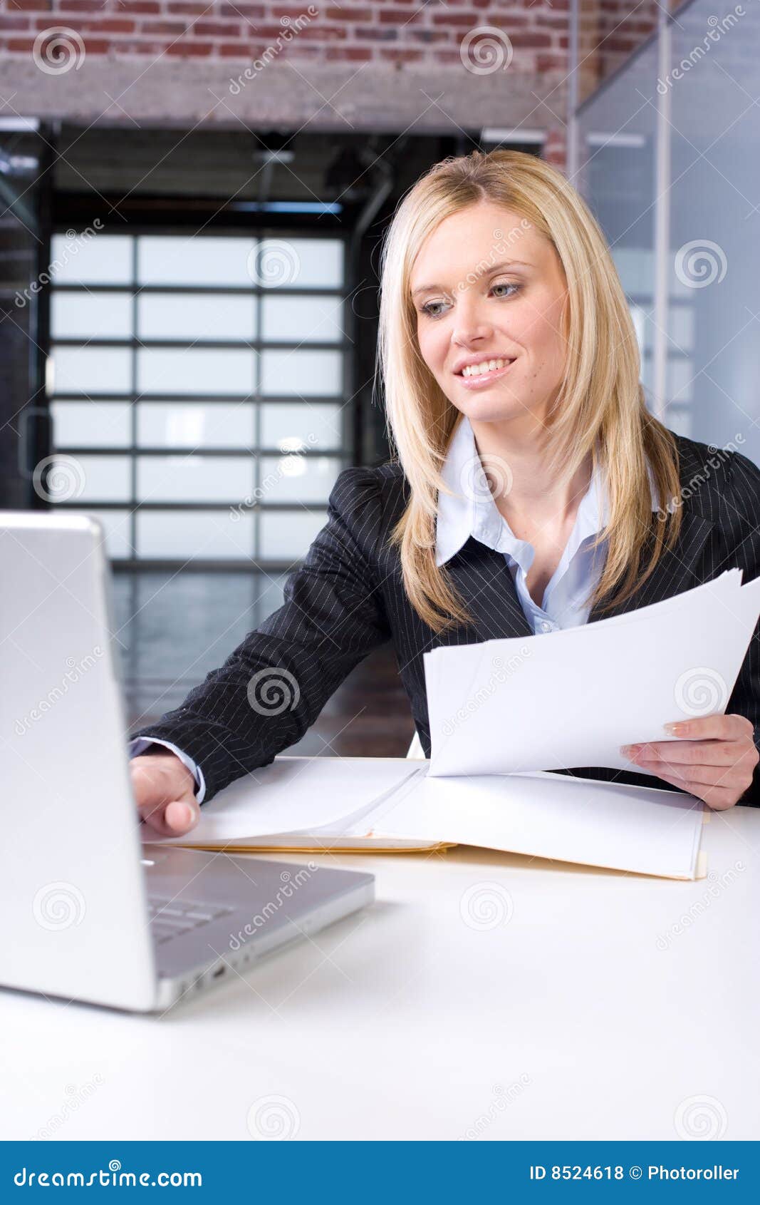 Business Woman Reading Documents Stock Photo - Image of black, people ...