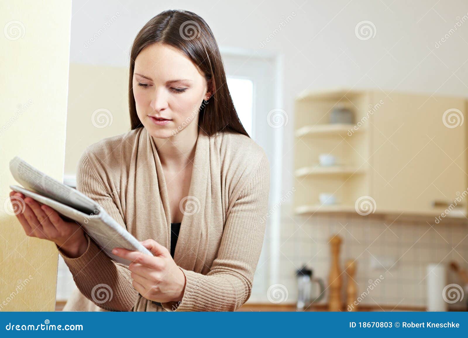 Business Woman Reading Newspaper Stock Image - Image of manager ...