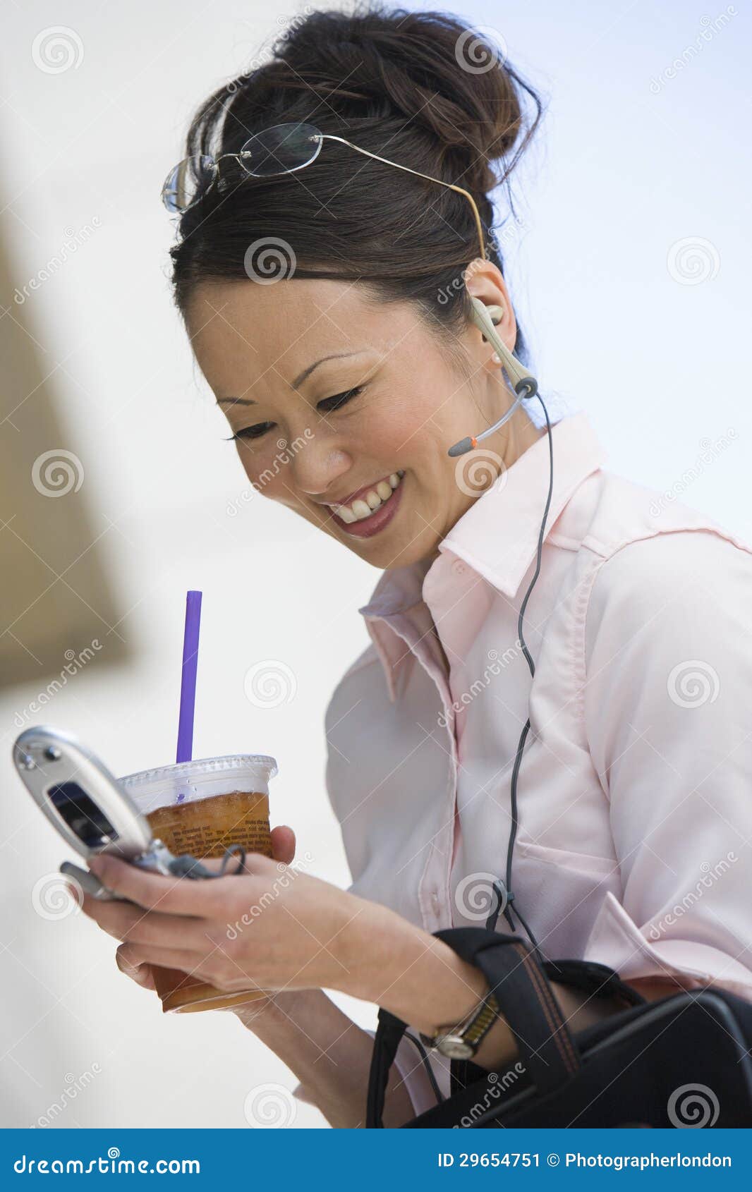 Business Woman Reading Text Message Stock Image - Image of glasses ...