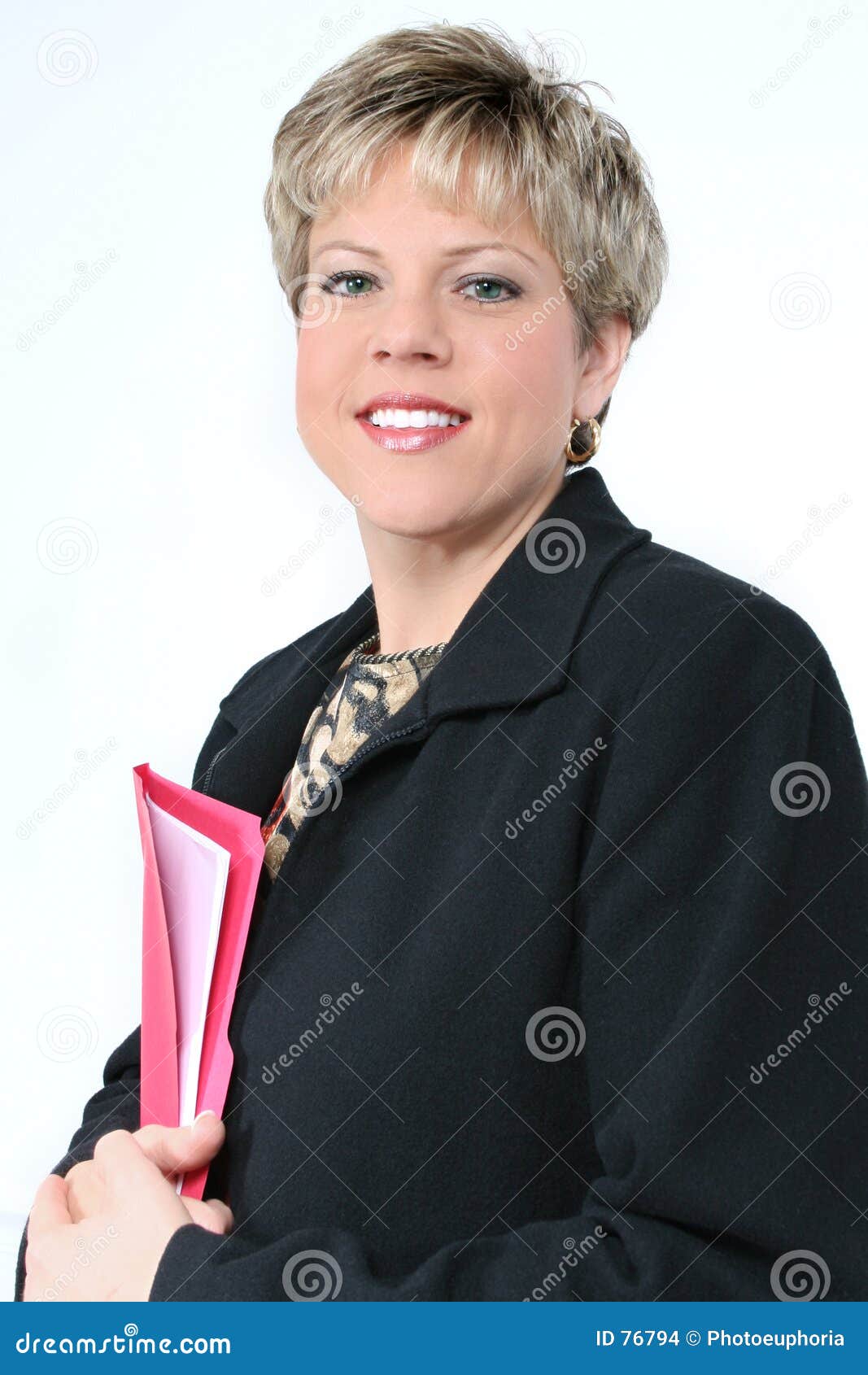 Business Woman with Red File Folder Stock Photo - Image of nice ...