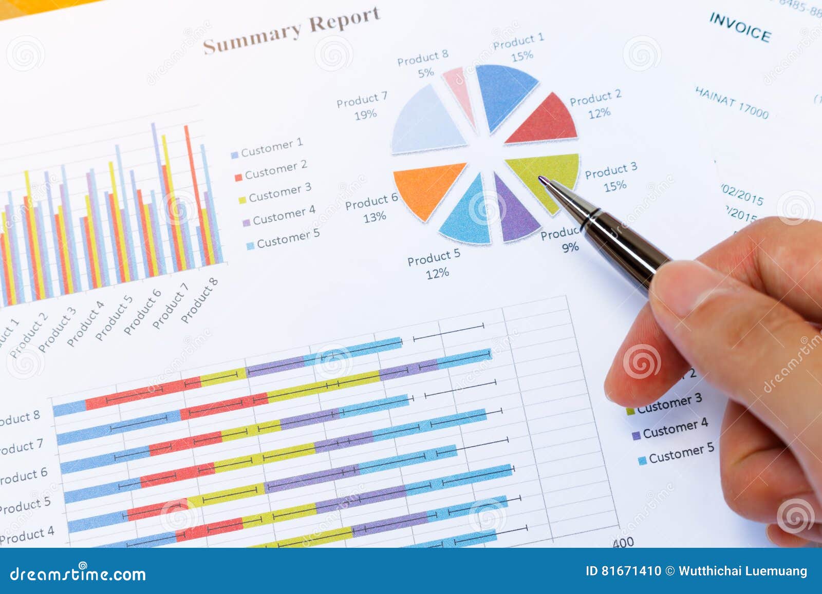 Business Woman`s Hand Checking the Results on Paperwork. Stock Photo ...