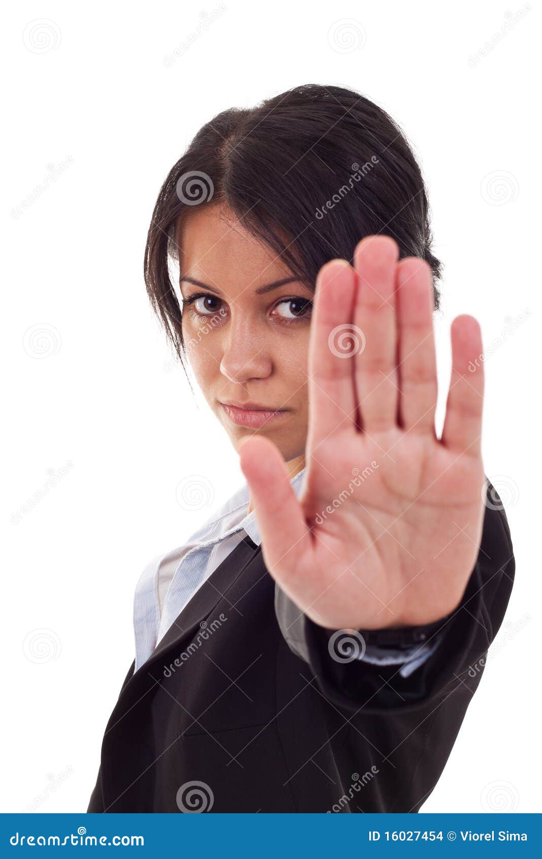 Business woman saying stop stock photo. Image of office - 16027454