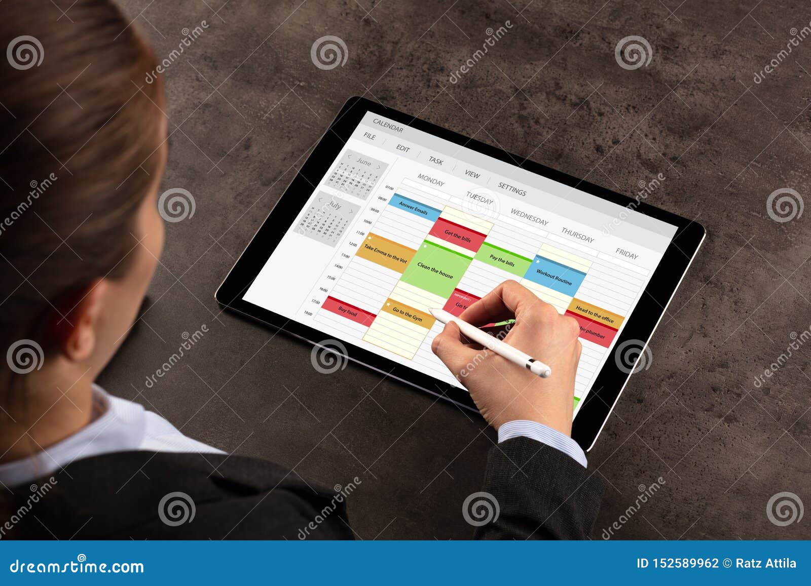 Business Woman Schedule Her Program on Tablet Stock Photo - Image of ...