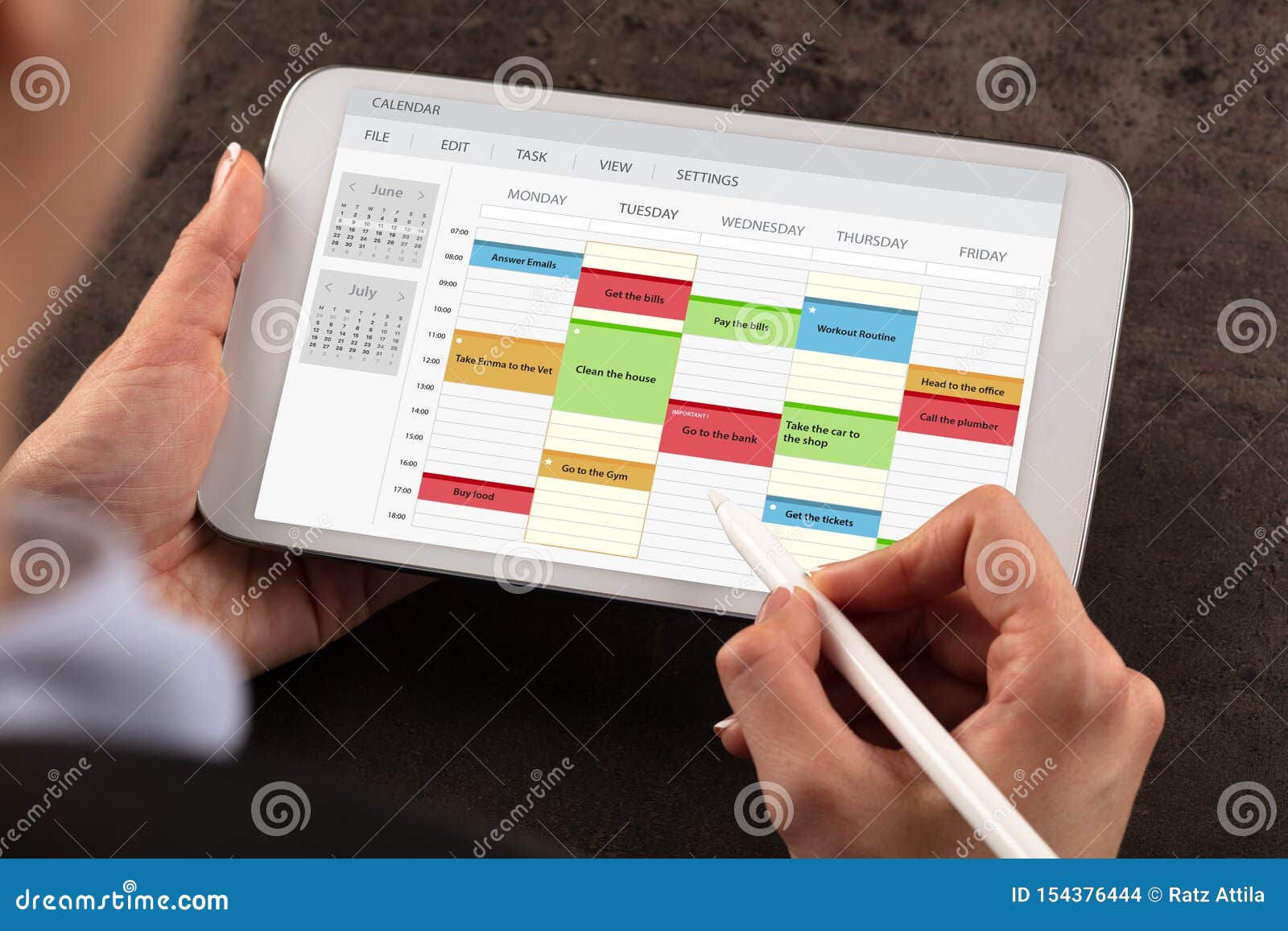 Business Woman Schedule Her Program on Tablet Stock Photo - Image of ...