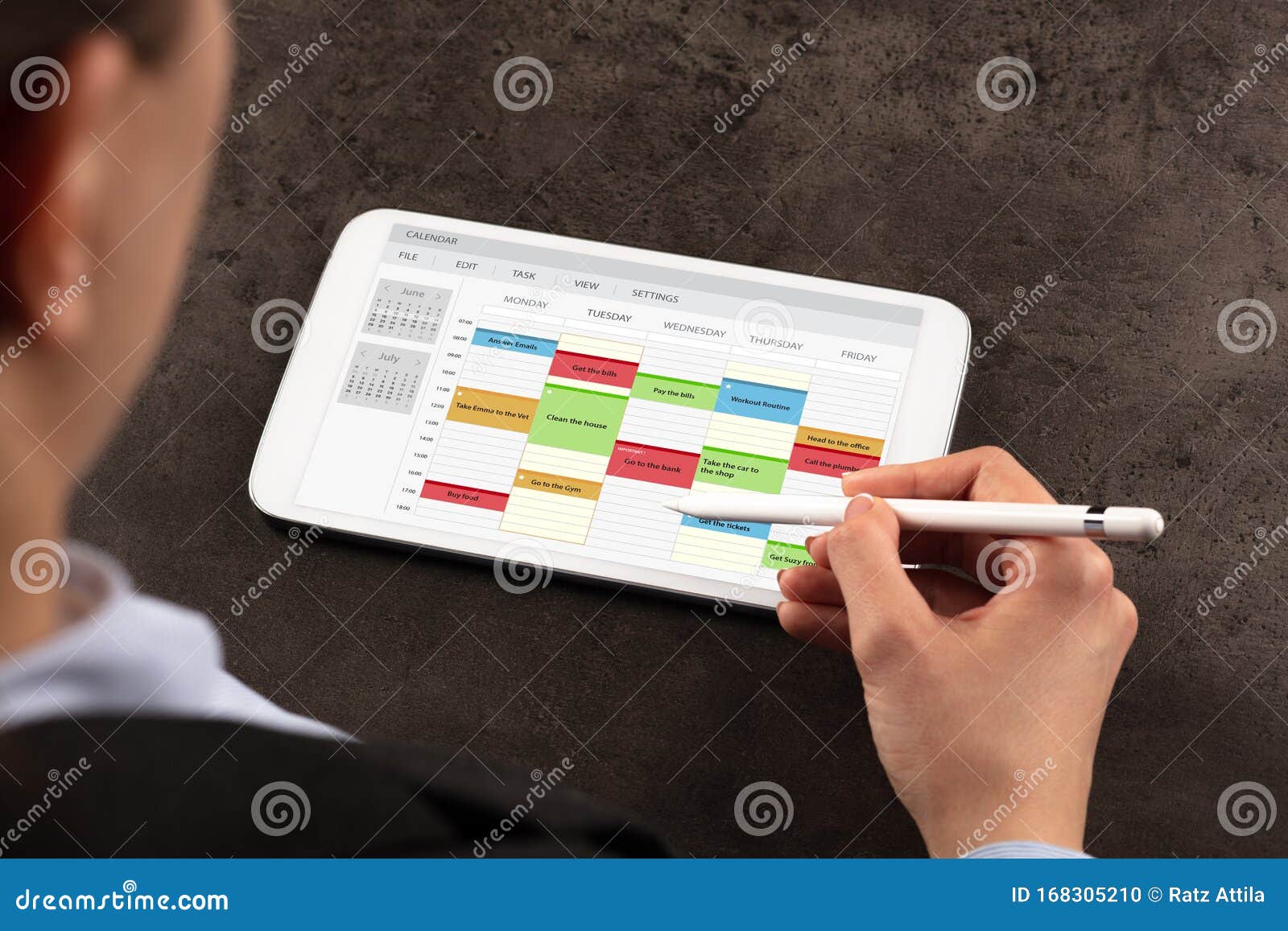 Business Woman Schedule Her Program on Tablet Stock Photo - Image of ...