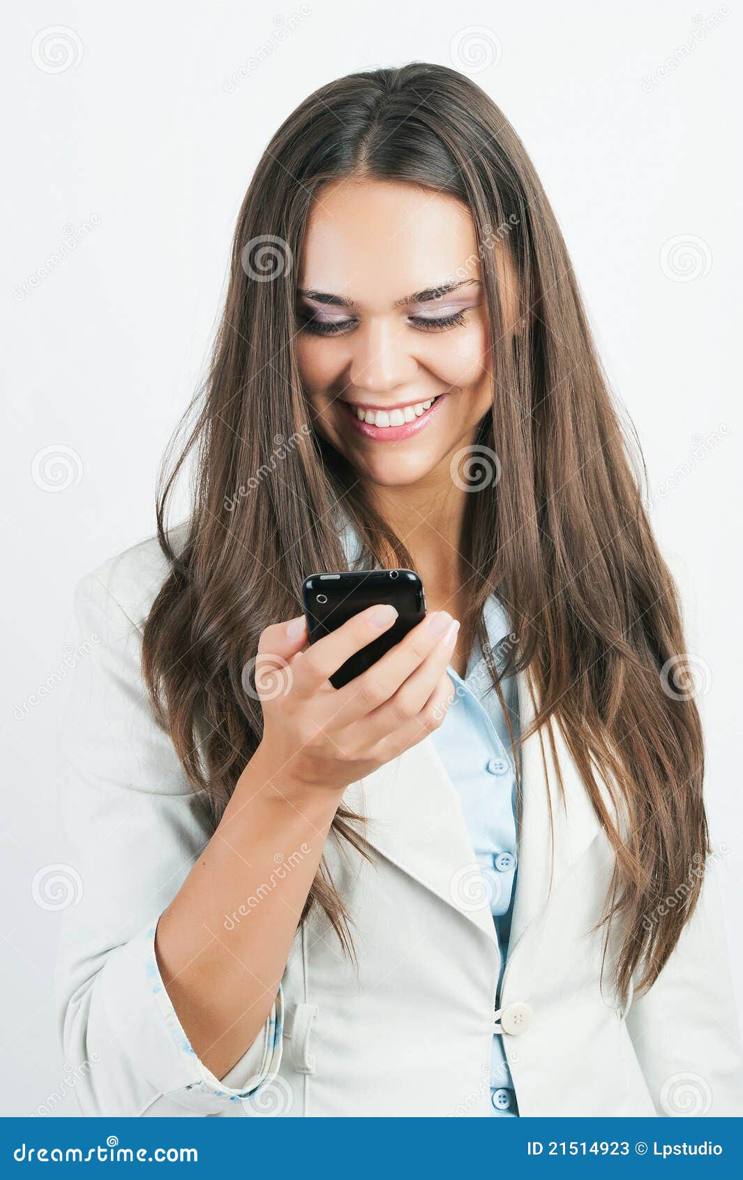 Business Woman Sending a Text Message Stock Image - Image of contact ...