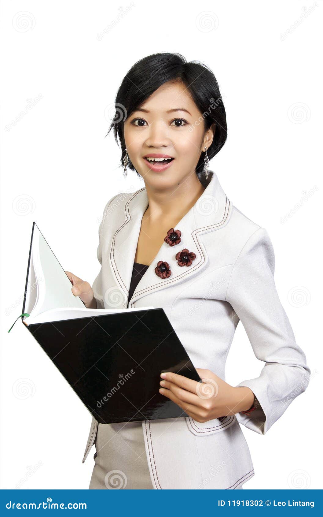 Business Woman Shock Looking at the Book Stock Photo - Image of female ...