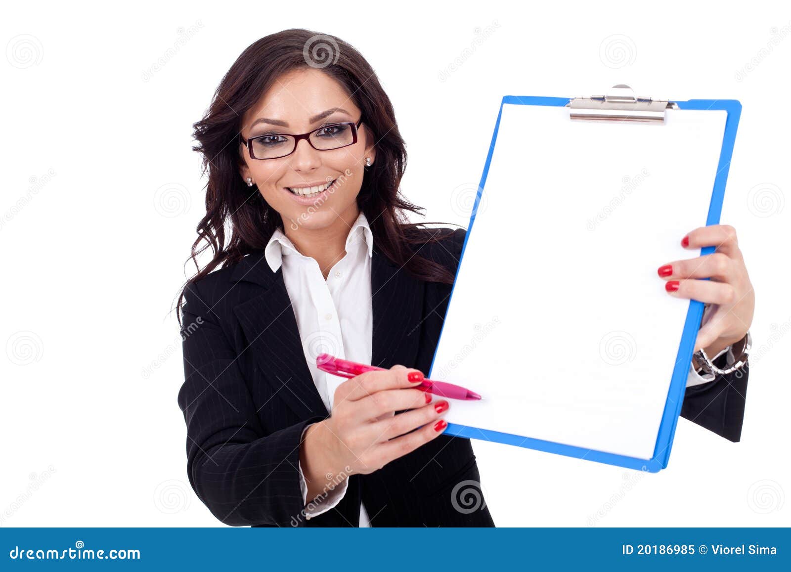 Business Woman Showing a Clipboard Stock Image - Image of blonde, adult ...