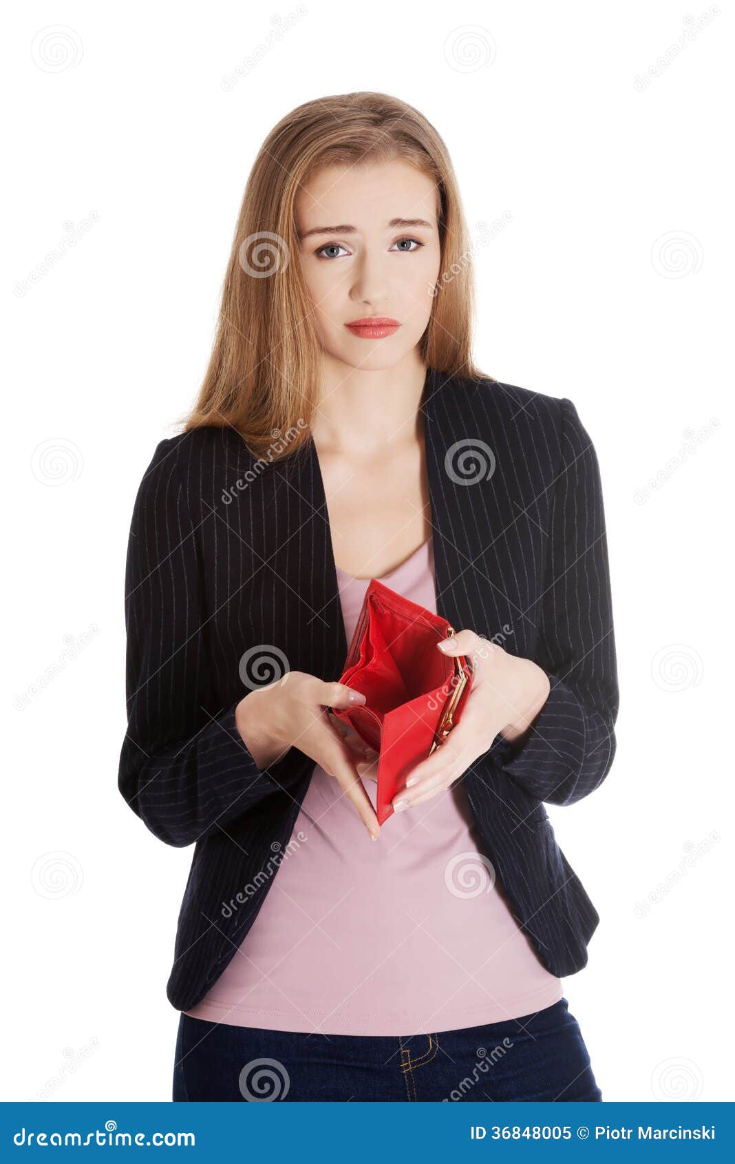 Business Woman is Showing Her Empty Wallet. Stock Image - Image of ...