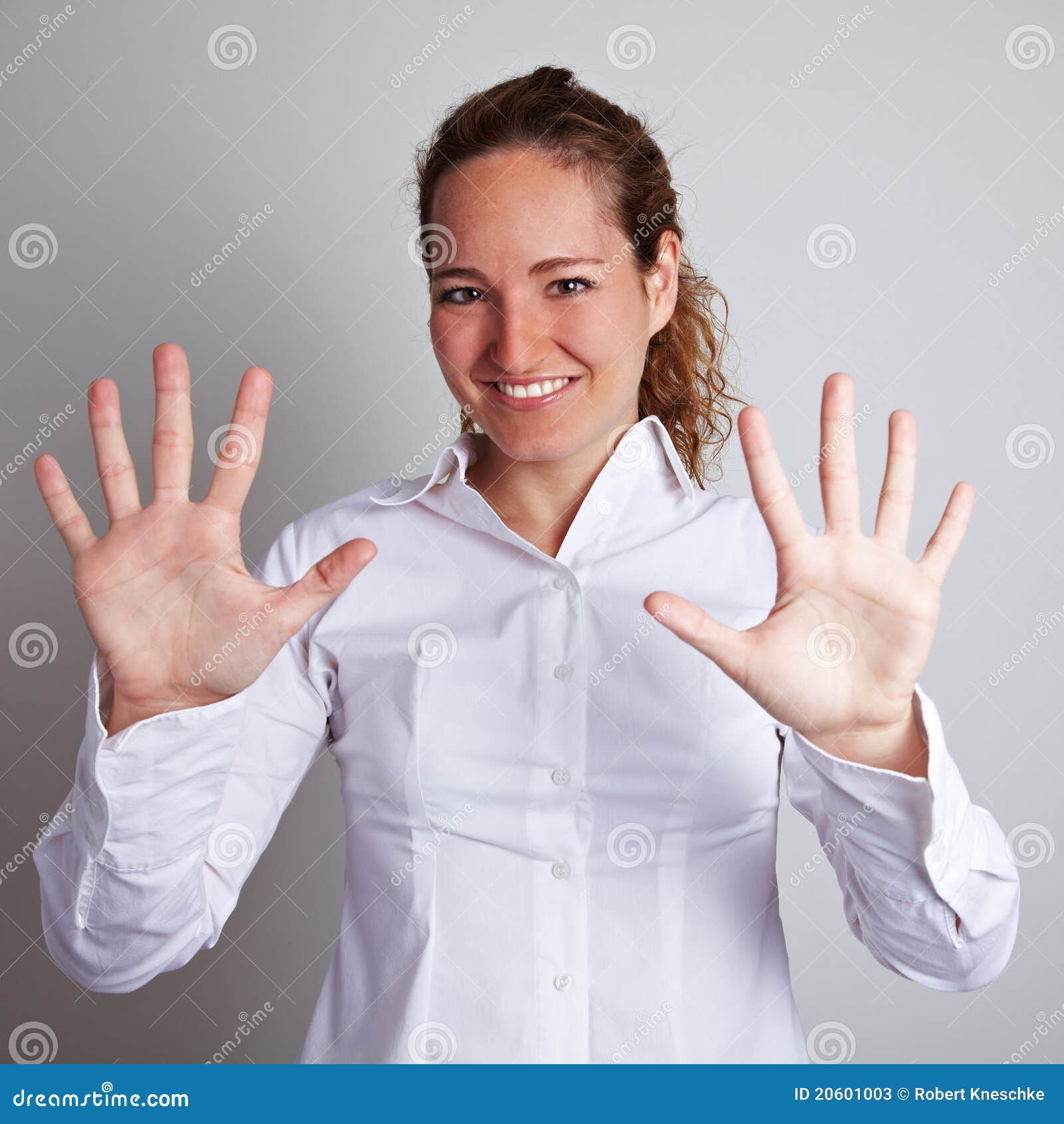 Business Woman Showing Open Hands Stock Image - Image of satisfaction ...