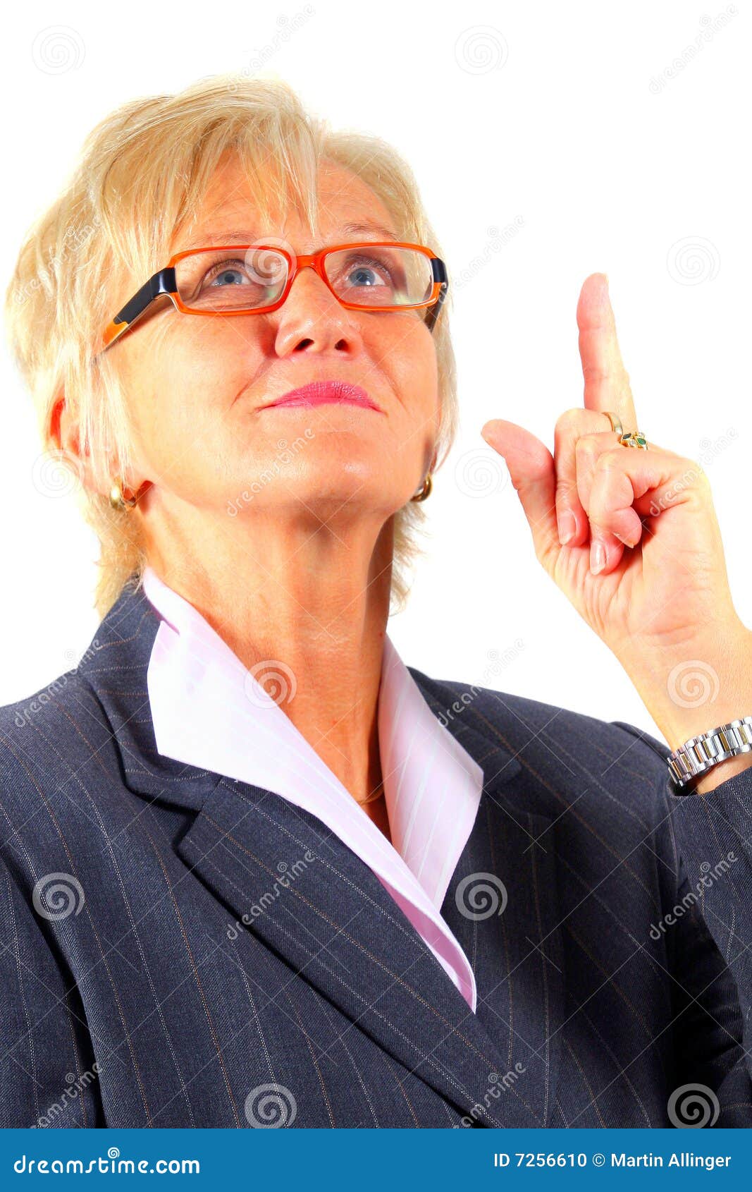 Business Woman Showing the Way Up Stock Photo - Image of female, happy ...