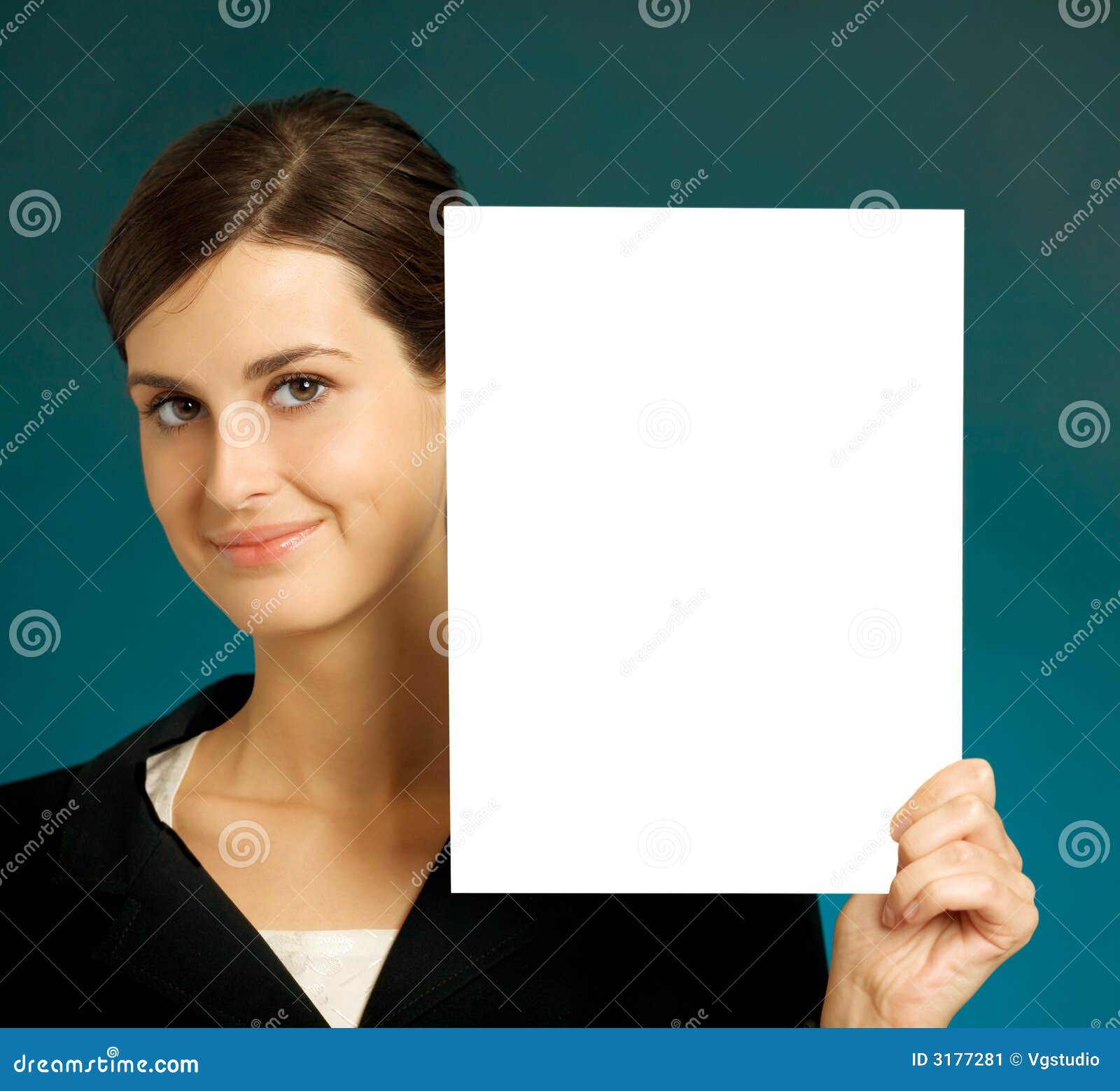 Business woman with sign stock image. Image of happy, business - 3177281