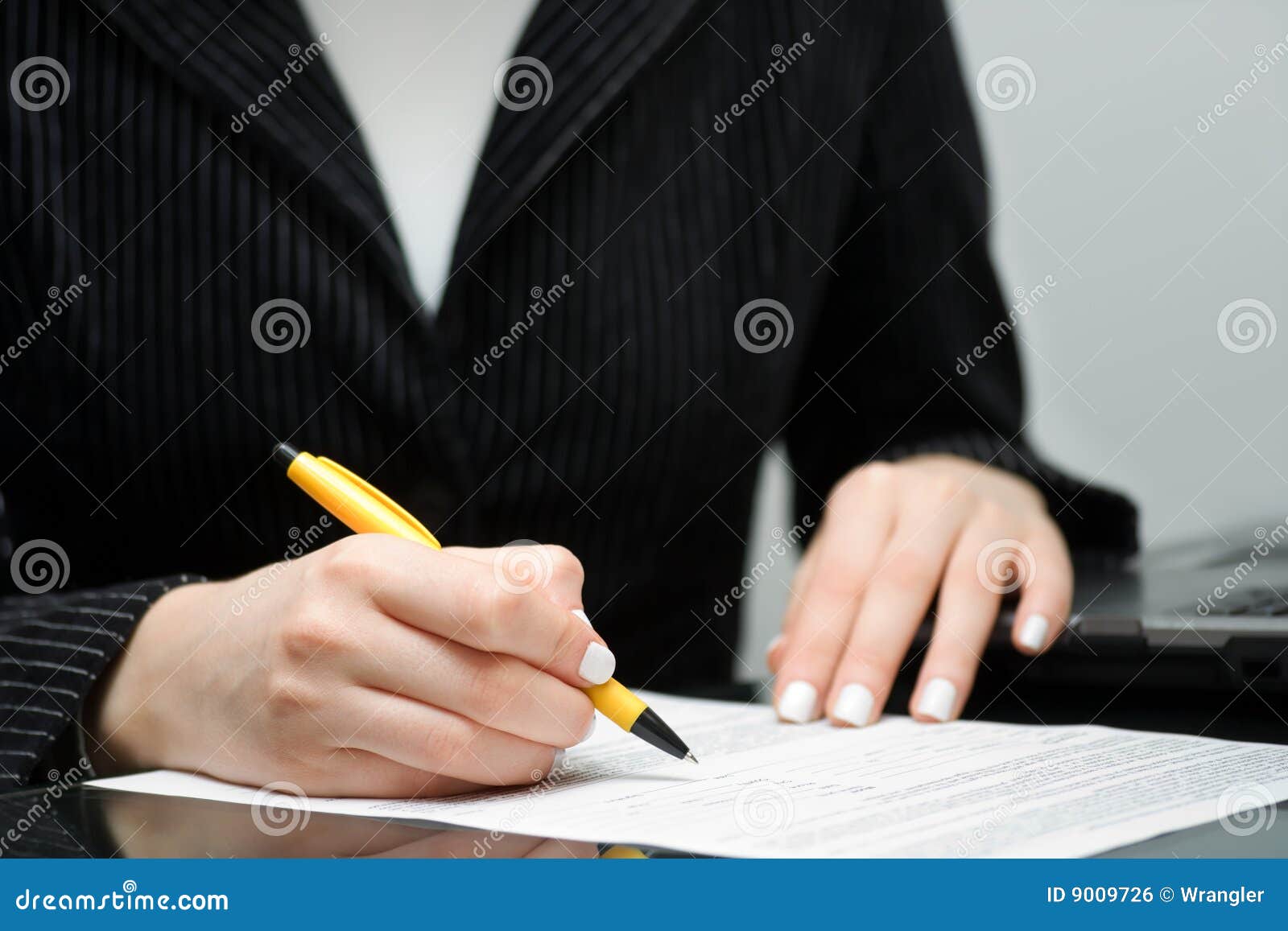 Business Woman Signing Contract Stock Photo - Image of laptop ...