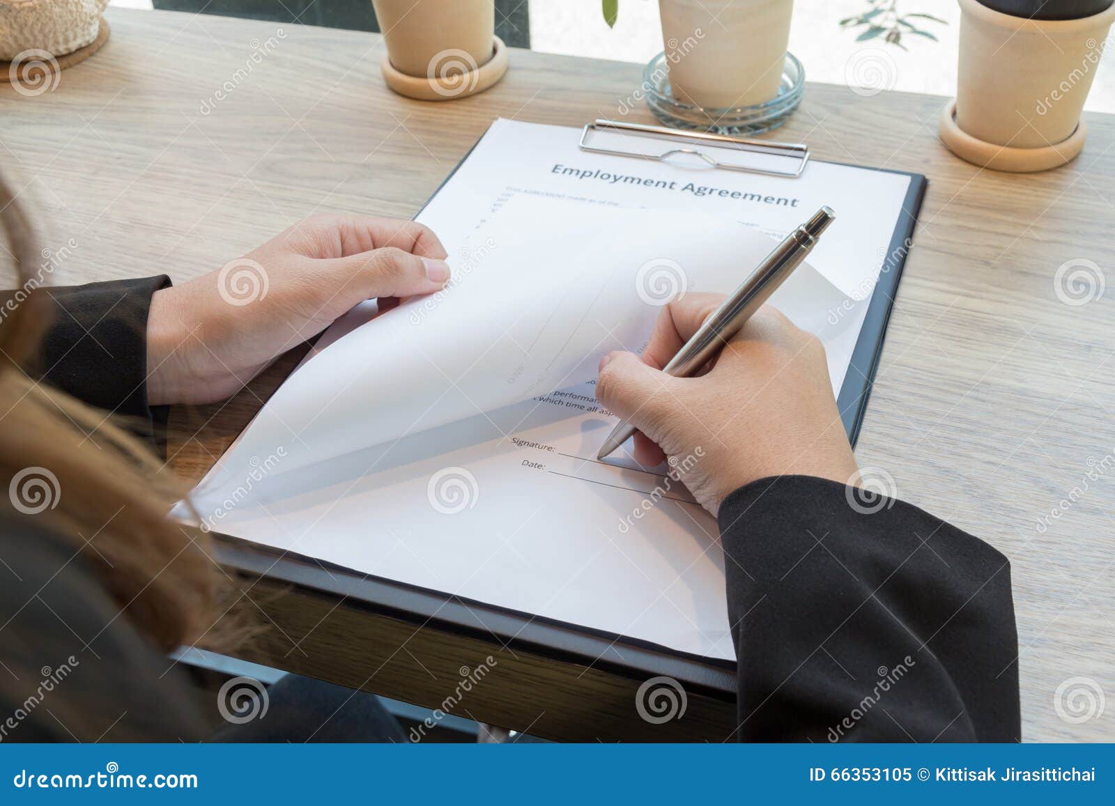 Business Woman Signing Contract Document Form Stock Image - Image of ...
