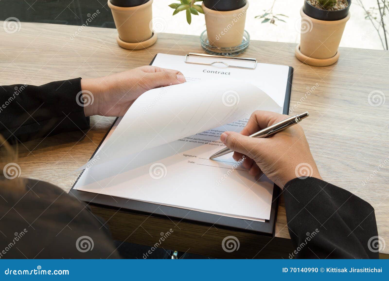 Business Woman Signing Contract Document Form Stock Photo - Image of ...