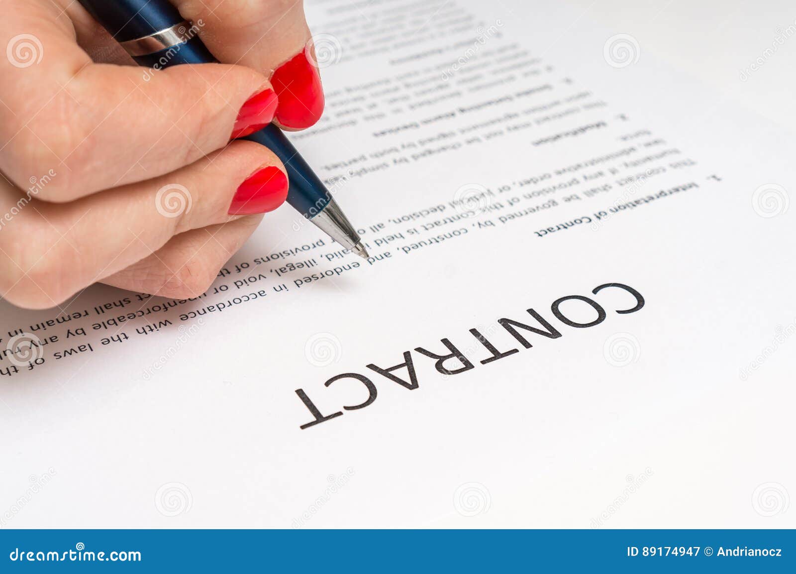 Business Woman Signing Contract Document in Office Stock Image - Image ...