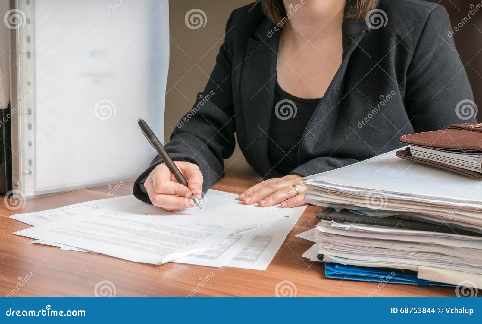 Business Woman is Signing Contract in Office Stock Photo - Image of ...