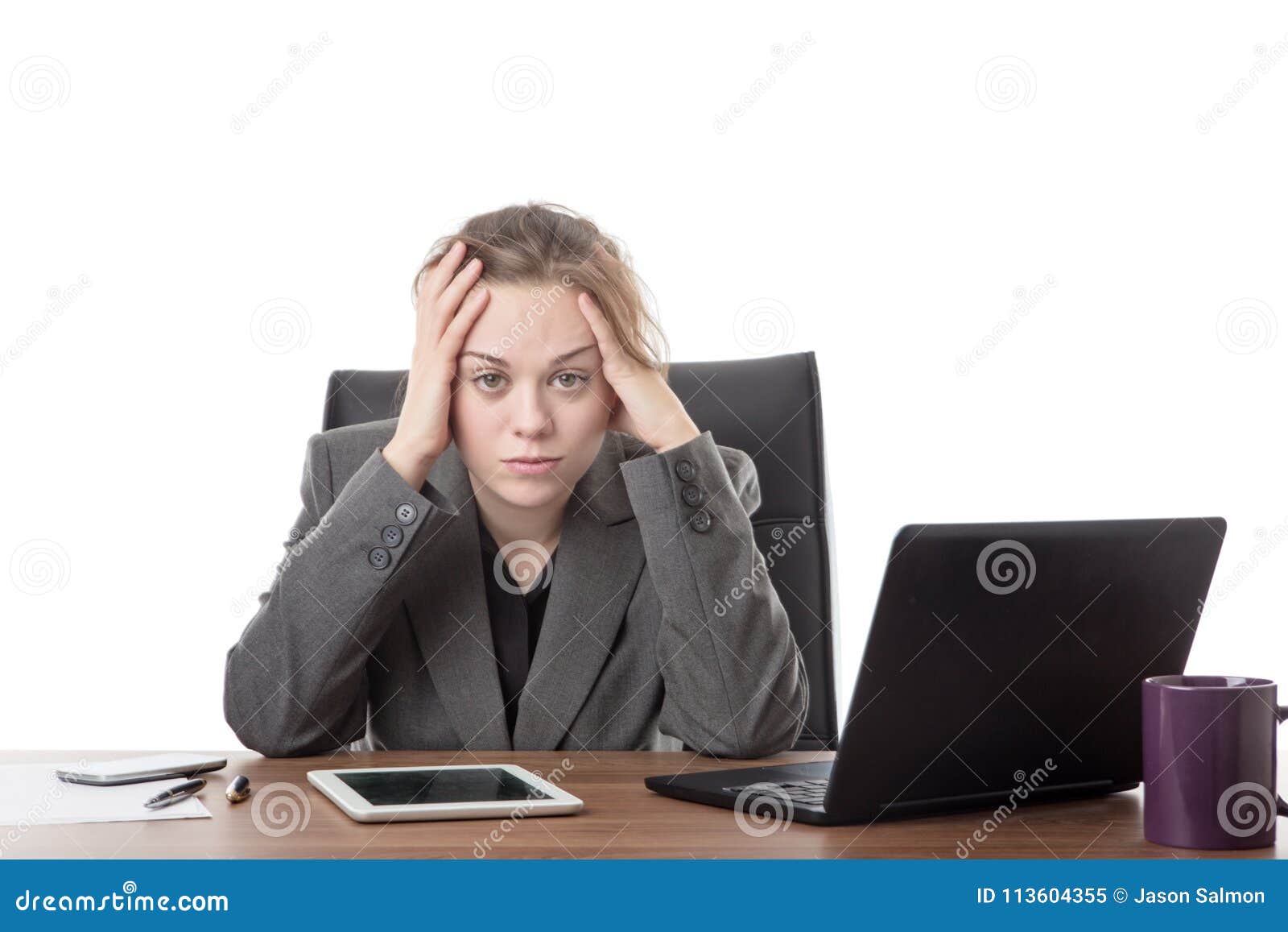 Young Business Woman Sitting a Her Desk Stock Image - Image of white ... Young Business Woman Sitting a Her Desk Stock Image - Image of white ...