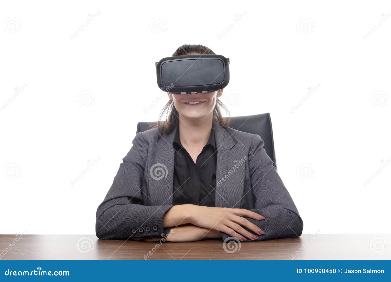 Working with a vr headset stock photo. Image of visual - 100990450
