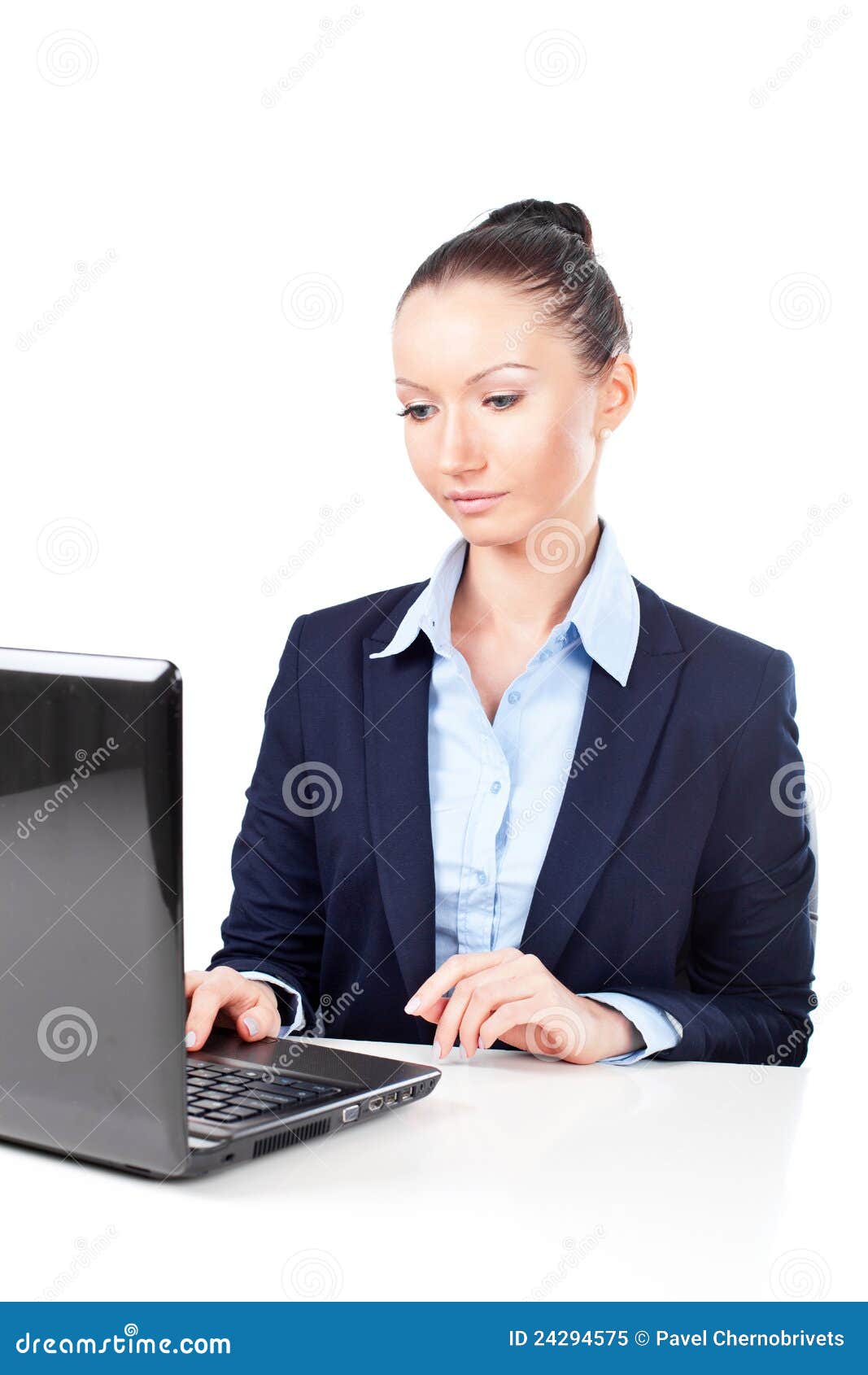 Business Woman Sitting with Laptop Stock Image - Image of office, model ...