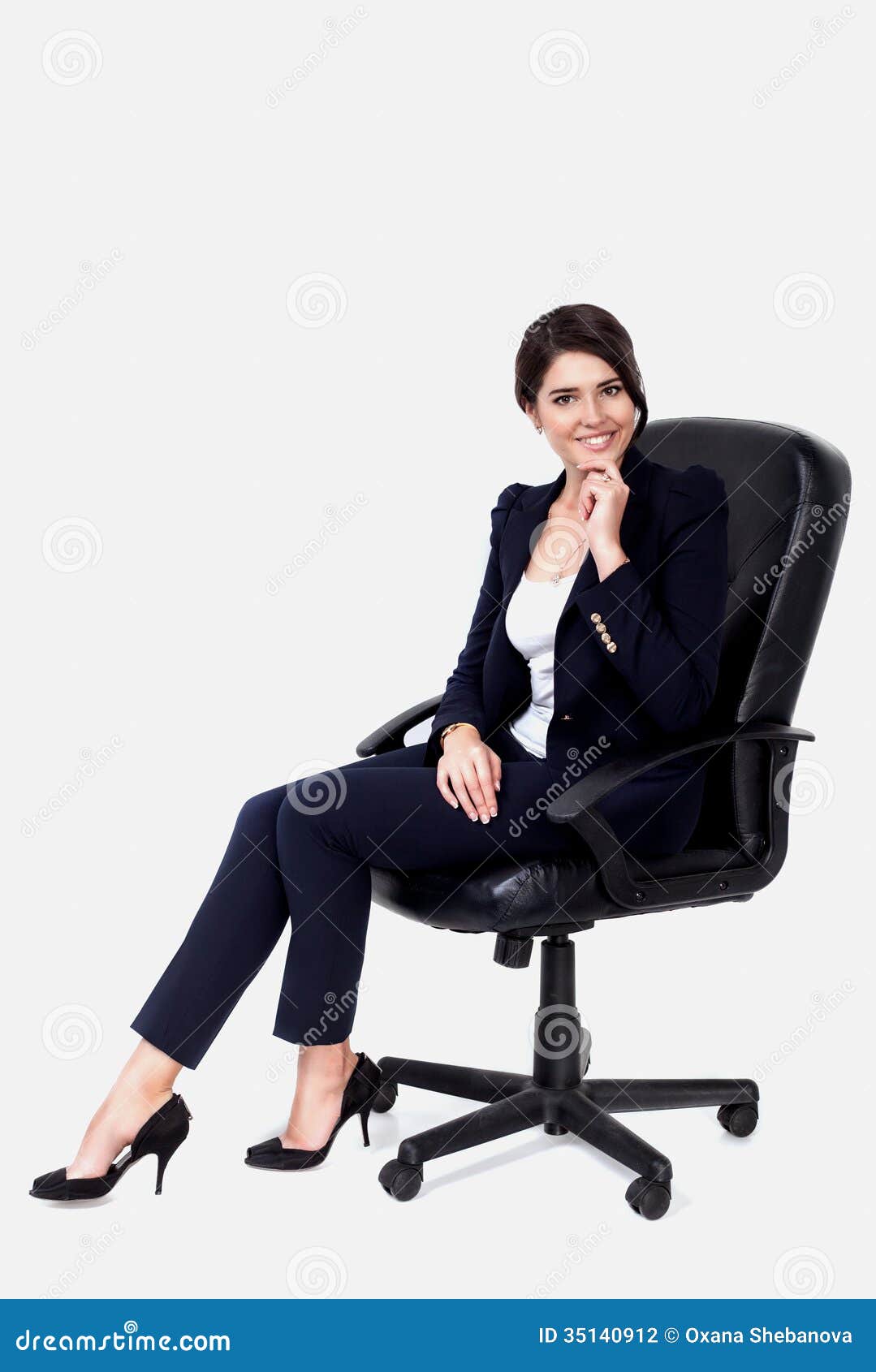 Business Woman Sitting In Suit In Office Stock Photography - Image ...