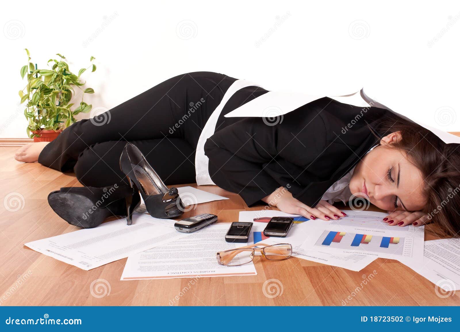 Business Woman Sleeping on Floor Stock Photo - Image of beautiful ...