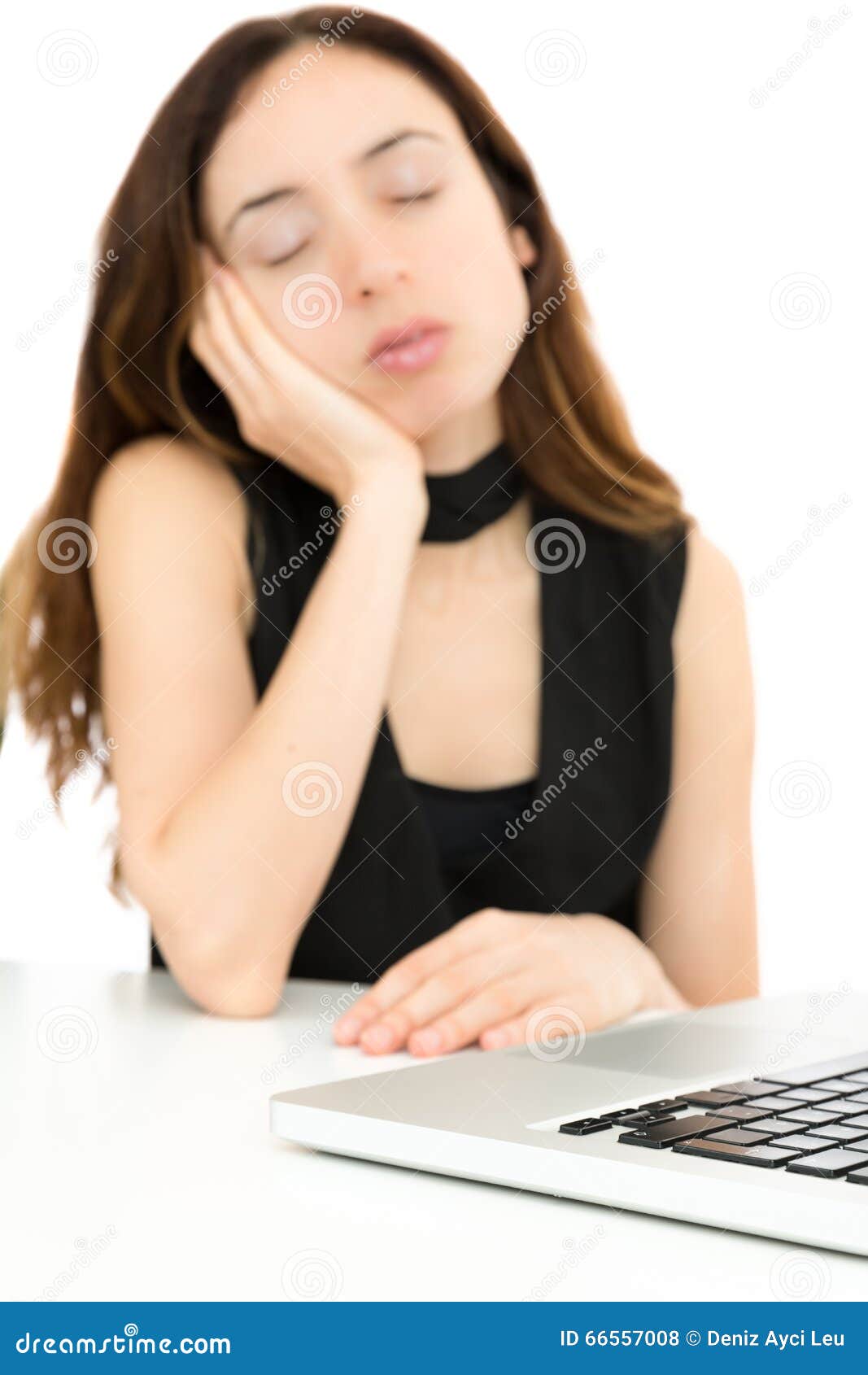 Business Woman Sleeping in Front of Her Computer Stock Photo - Image of ...