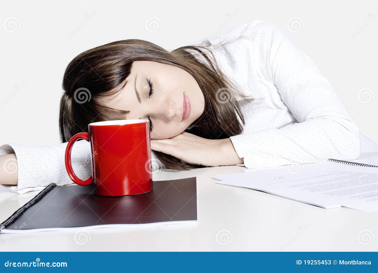 Business Woman Sleeping at Her Desk Stock Image - Image of tired ...