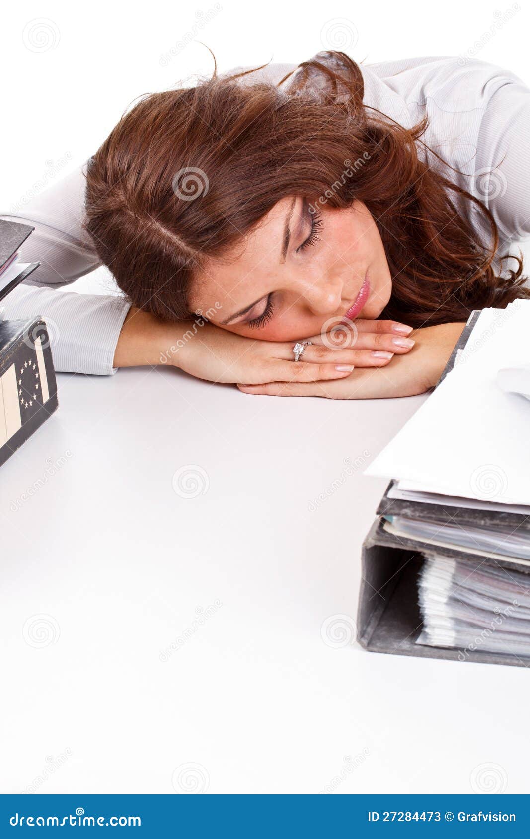 Business Woman Sleeping while at Work Stock Image - Image of girl ...
