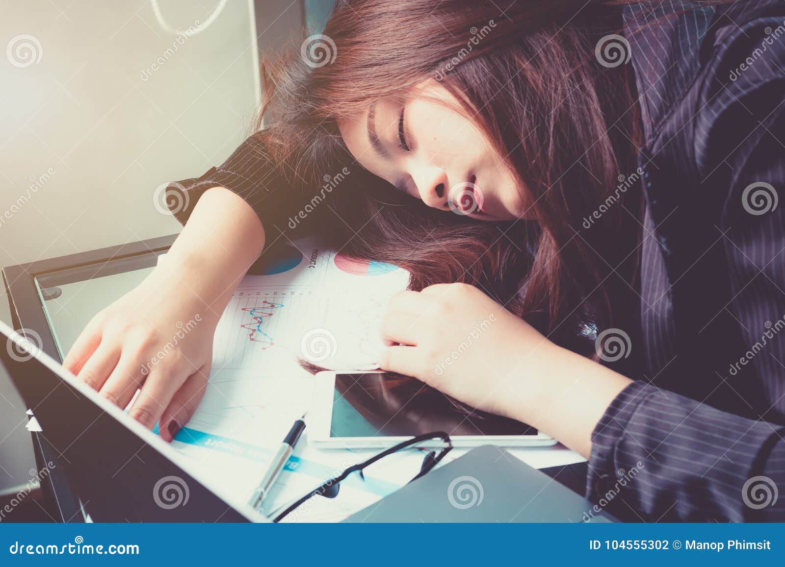 Business Woman Sleeping on Work. Stock Photo - Image of relax, desk ...