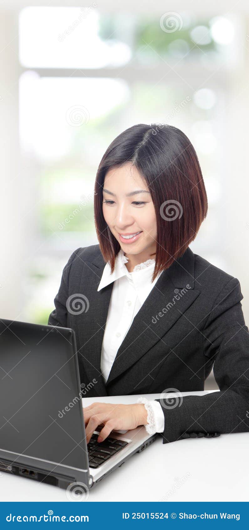 Business Woman Smile Using Notebook Pc Stock Photo - Image of laptop ...