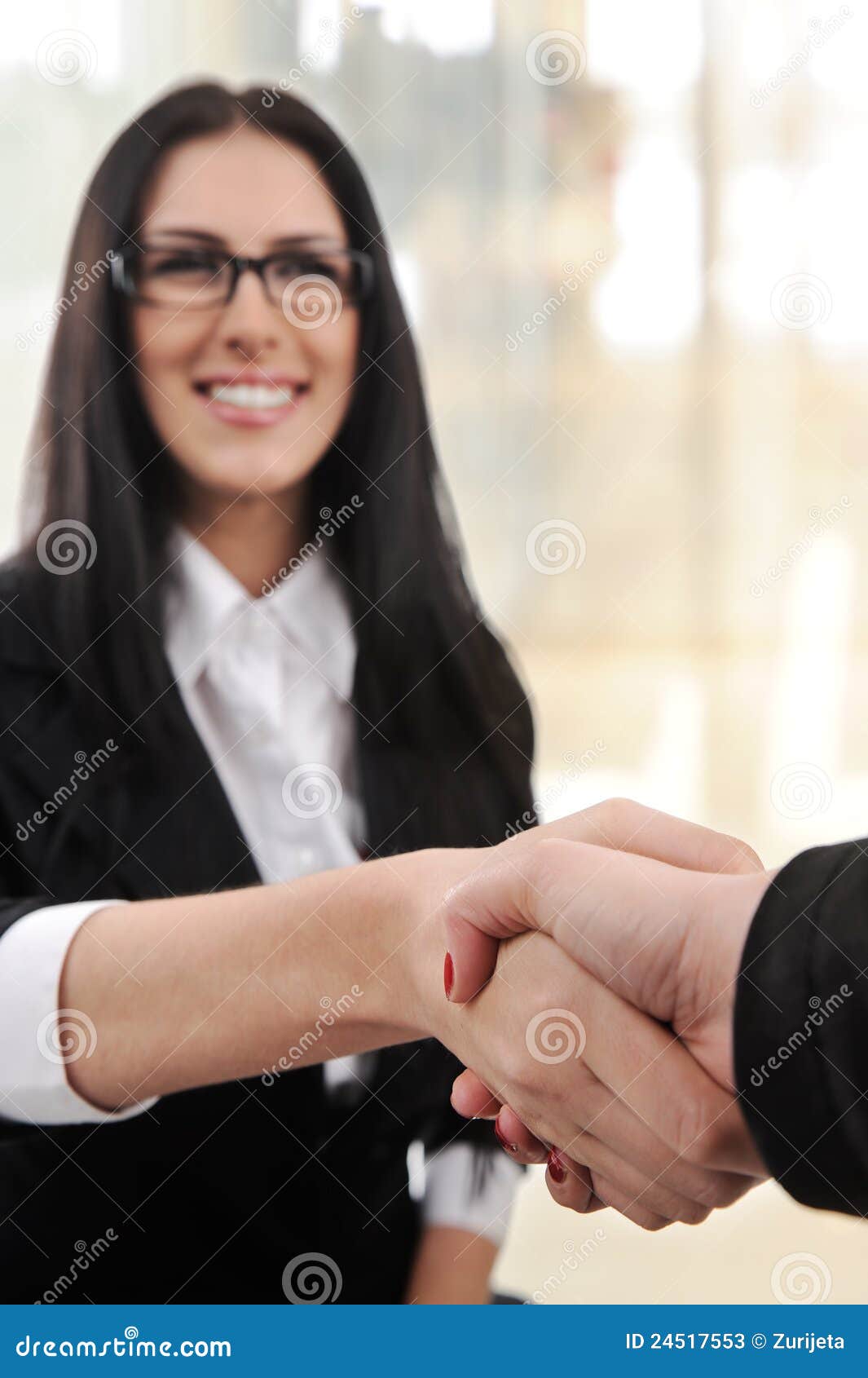 Business Woman Smiling and Handshaking Stock Image - Image of ...