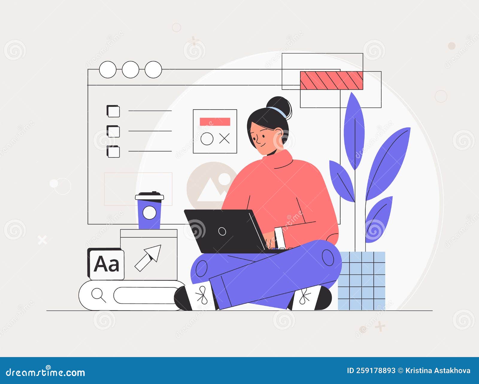 Business Woman, Smm Manager, Programmer, Sit on Infographic and Work on ...