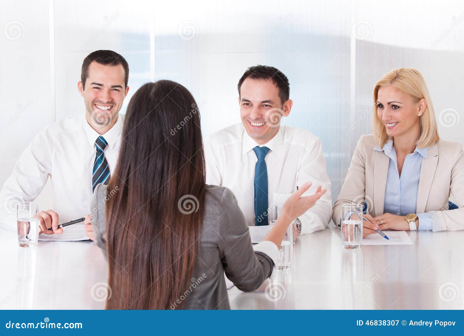 Business Woman Speaking at Interview Stock Image - Image of employment ...