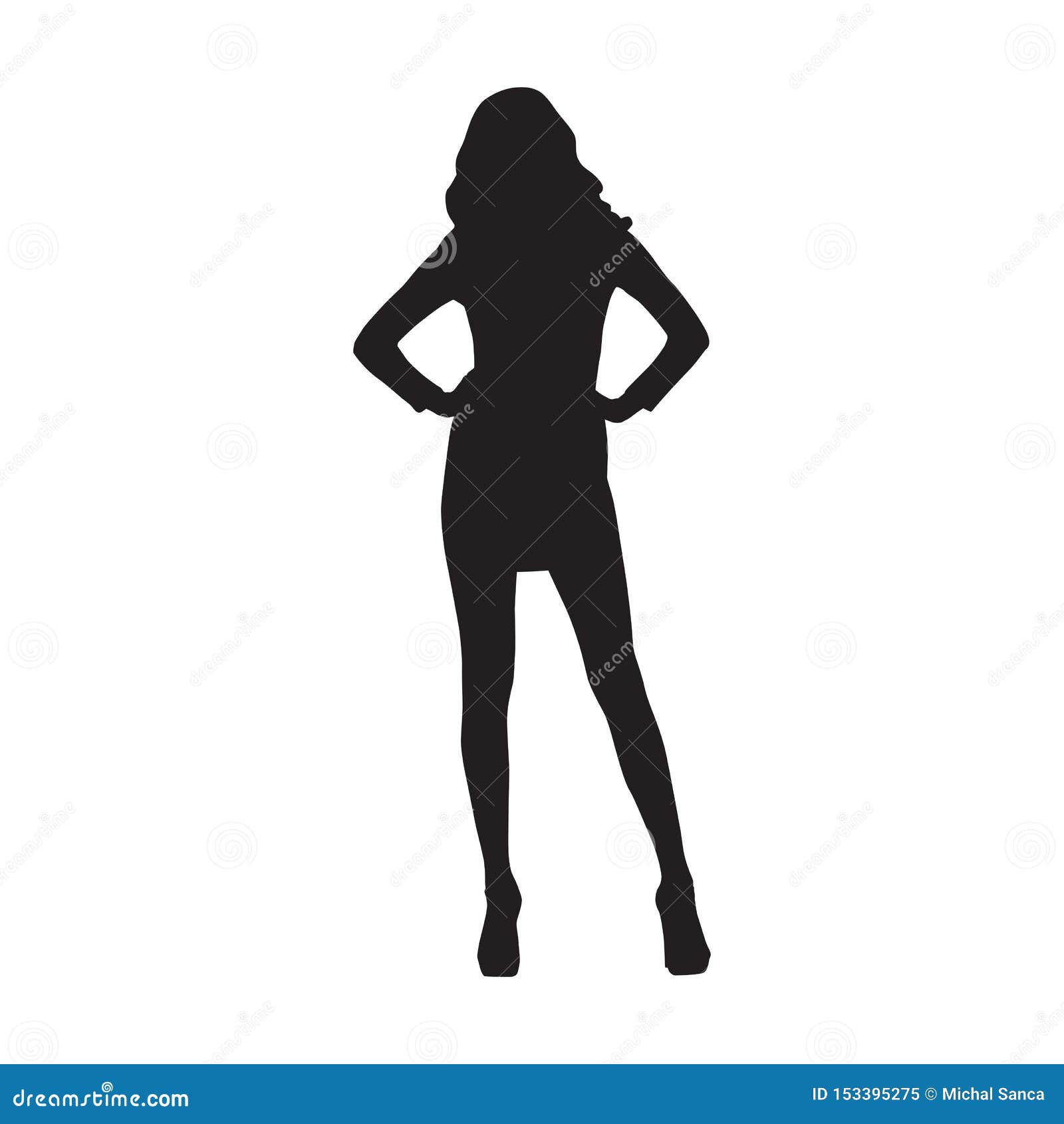Business Woman Standing With Hands On Hips Isolated Vector Silhouette